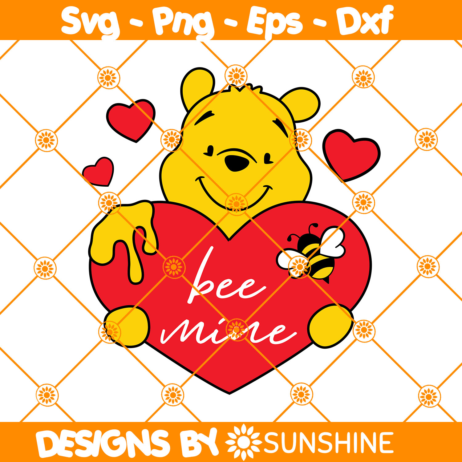 Winnie Pooh Valentine SVG, Winnie Pooh Bee Mine SVG, Winnie | Inspire ...