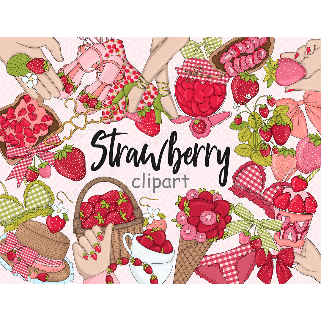 Strawberry Clipart | Fruit Illustrations Bundle - Inspire Uplift