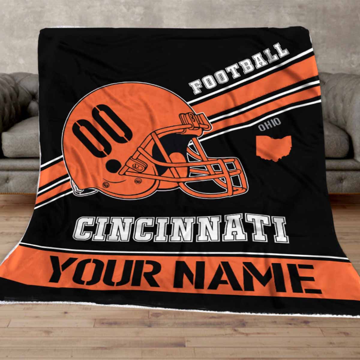 Cincinnati Bengals Football Blanket, Personalized Football T - Inspire ...