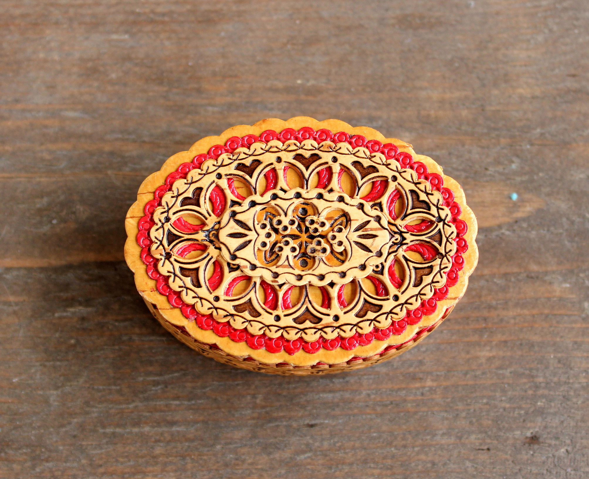 Wooden Red Box, Birch Bark Handcarved Oval Box, Earrings & N - Inspire ...