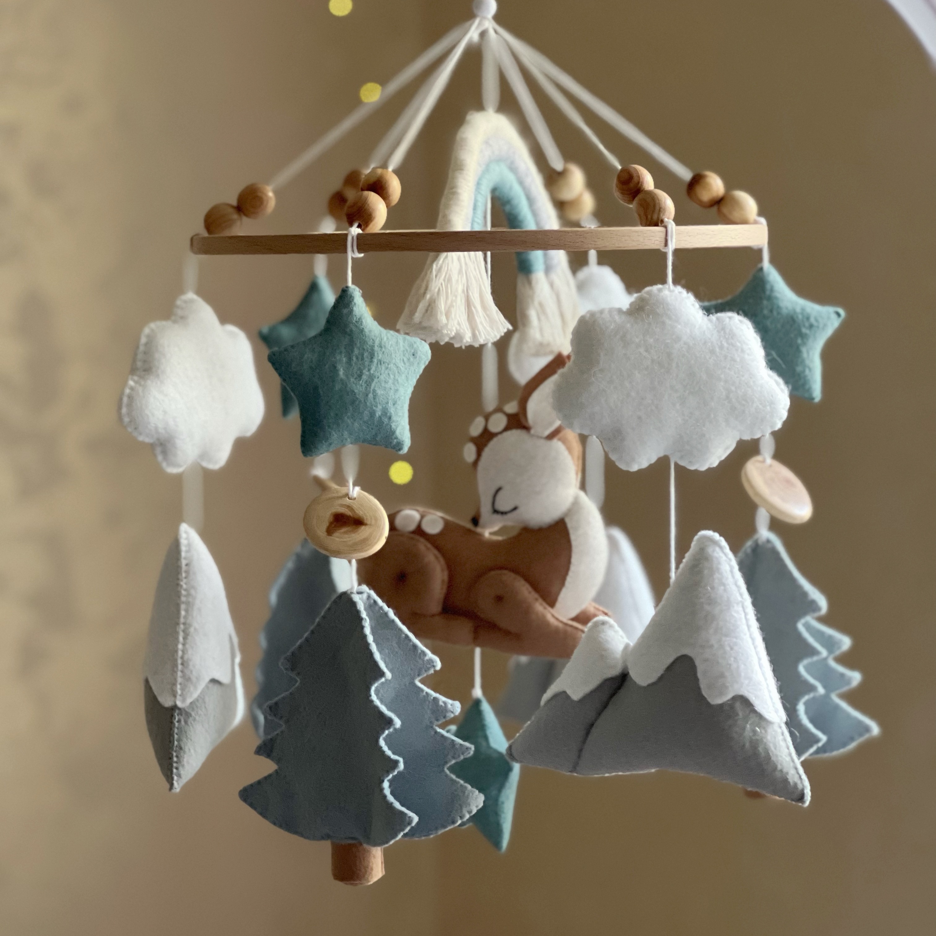 Nursery mobile crib, Baby mobile deer, Woodland mobile felt, | Inspire ...