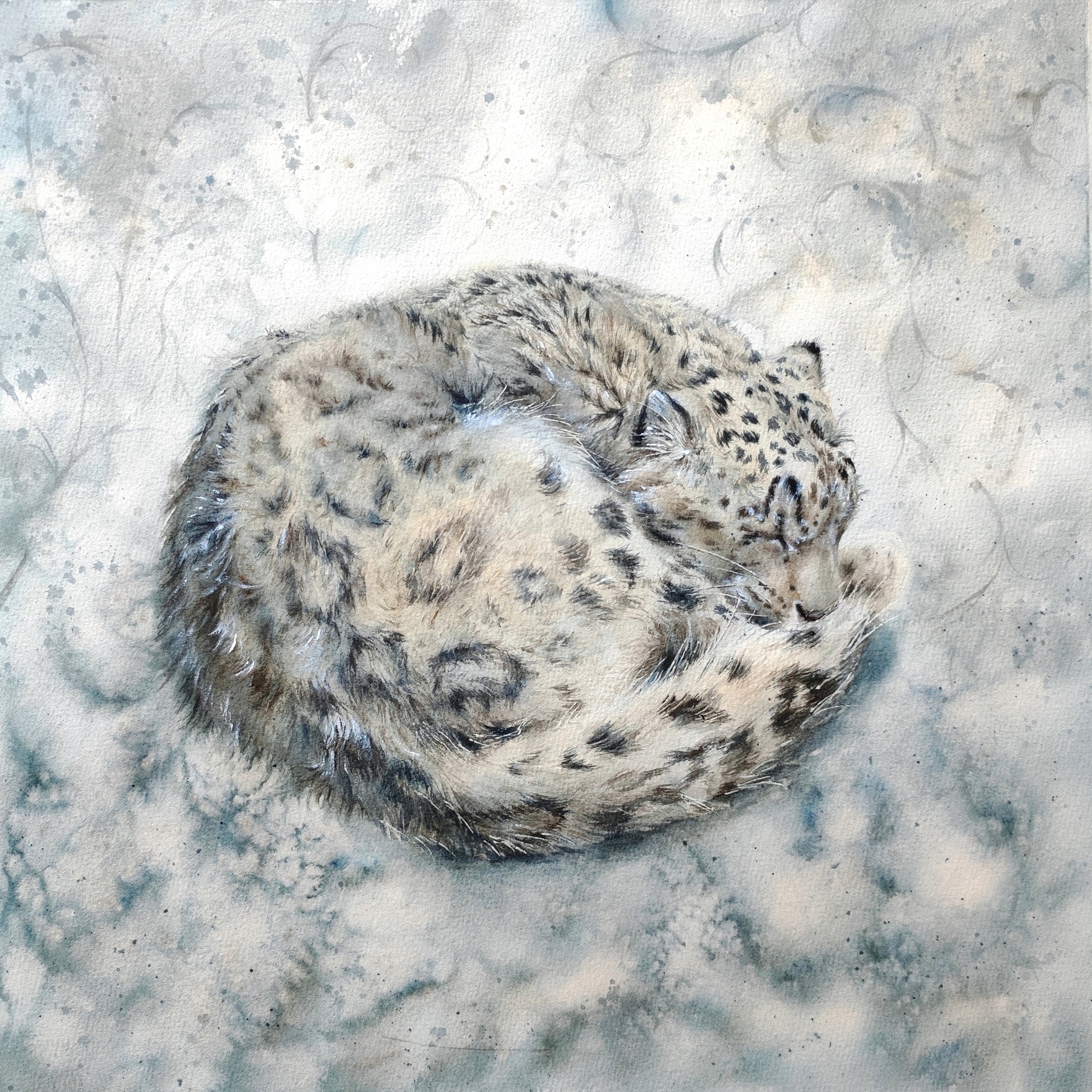 Snow Leopard original Snow Leopard painting Leopard watercol | Inspire ...