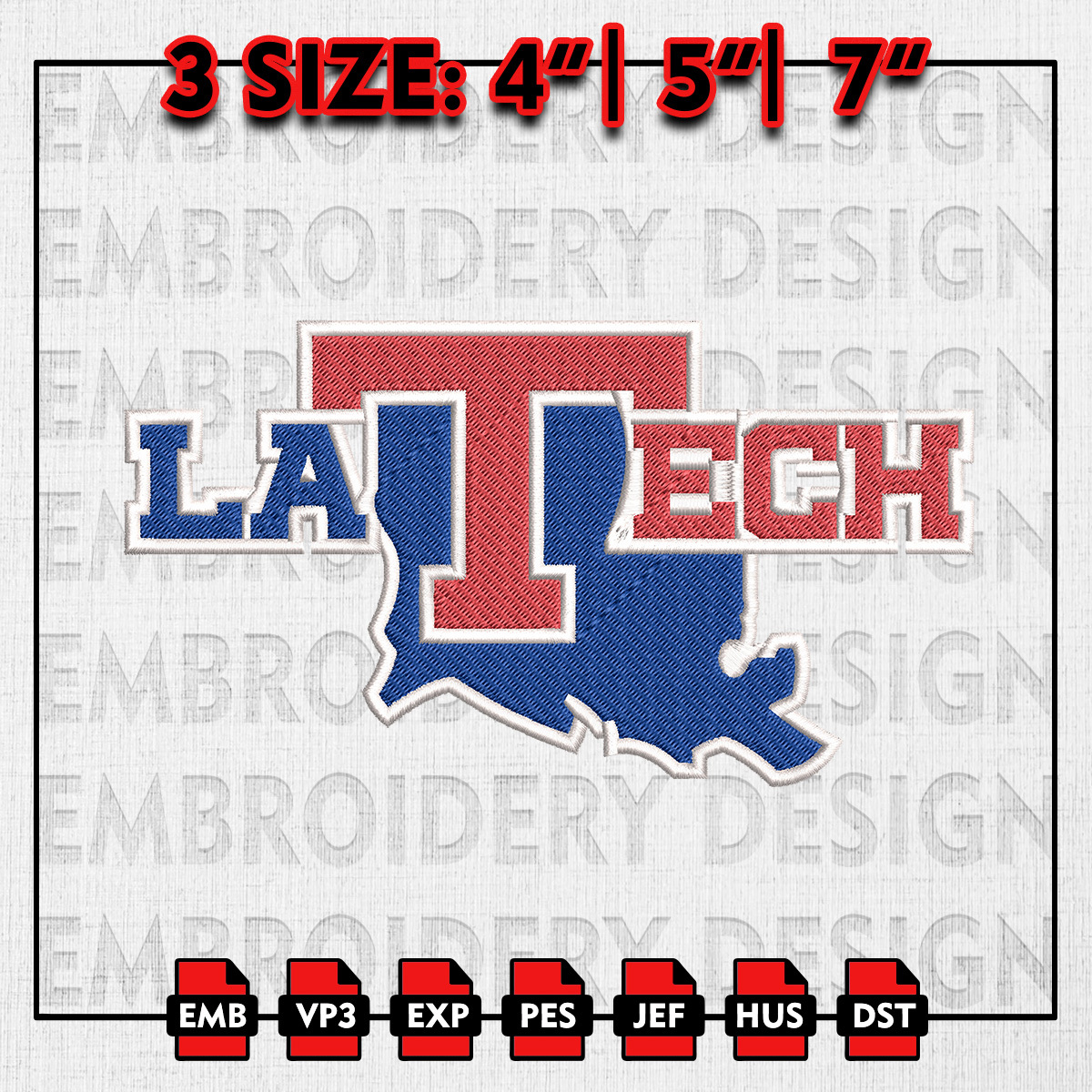 Louisiana Tech Bulldogs Embroidery file, NCAAF teams Embroid - Inspire ...