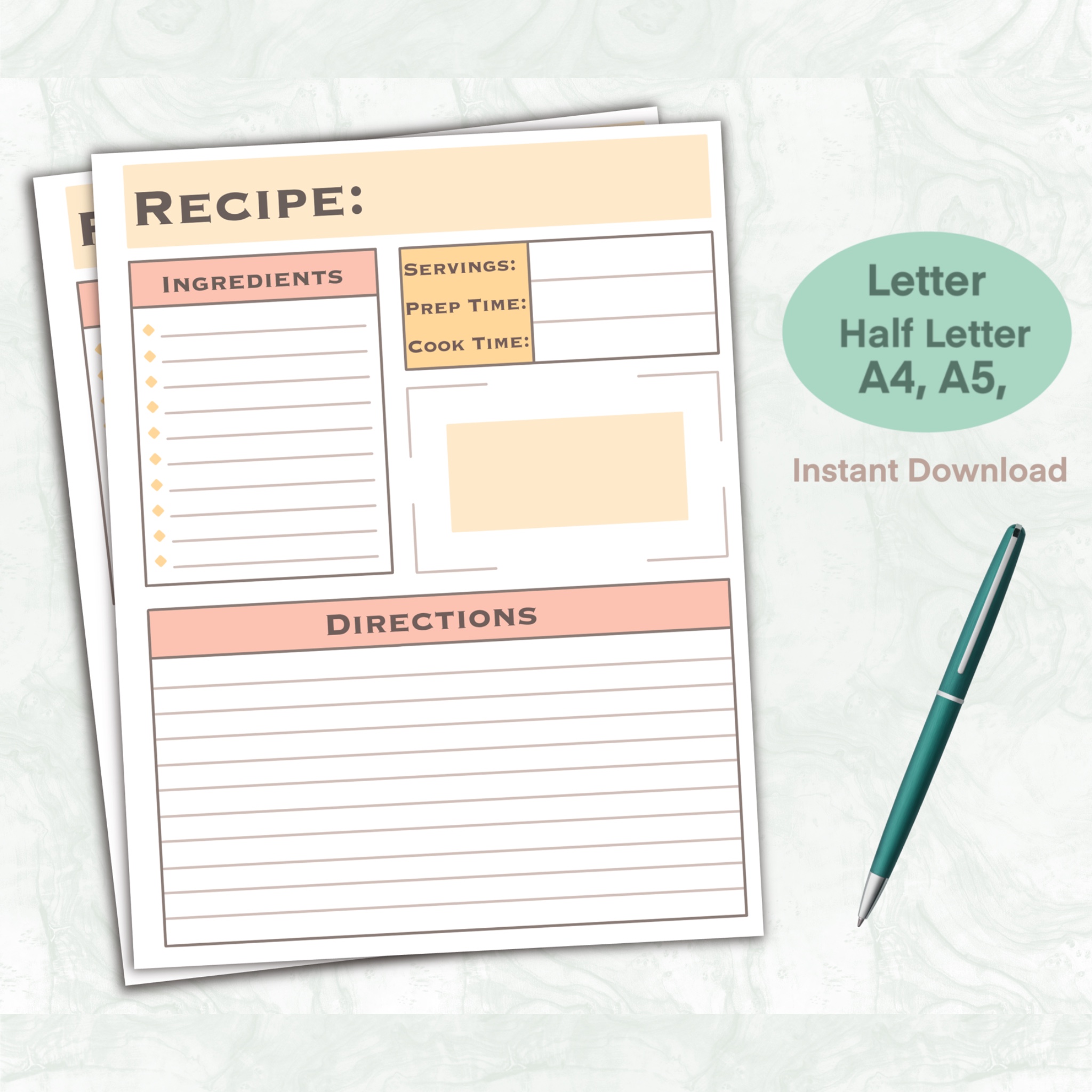 Recipe Template, Recipe Template Printable, Printable Recipe | Inspire ...