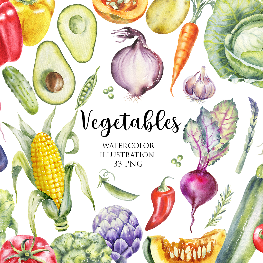 Watercolor Vegetables Clipart, Farm Healthy Food: broccoli, - Inspire ...