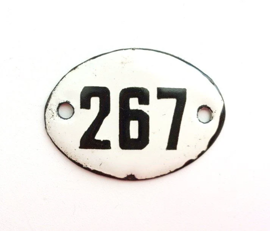 Small enamel metal number sign 267 vintage address room plat | Inspire ...