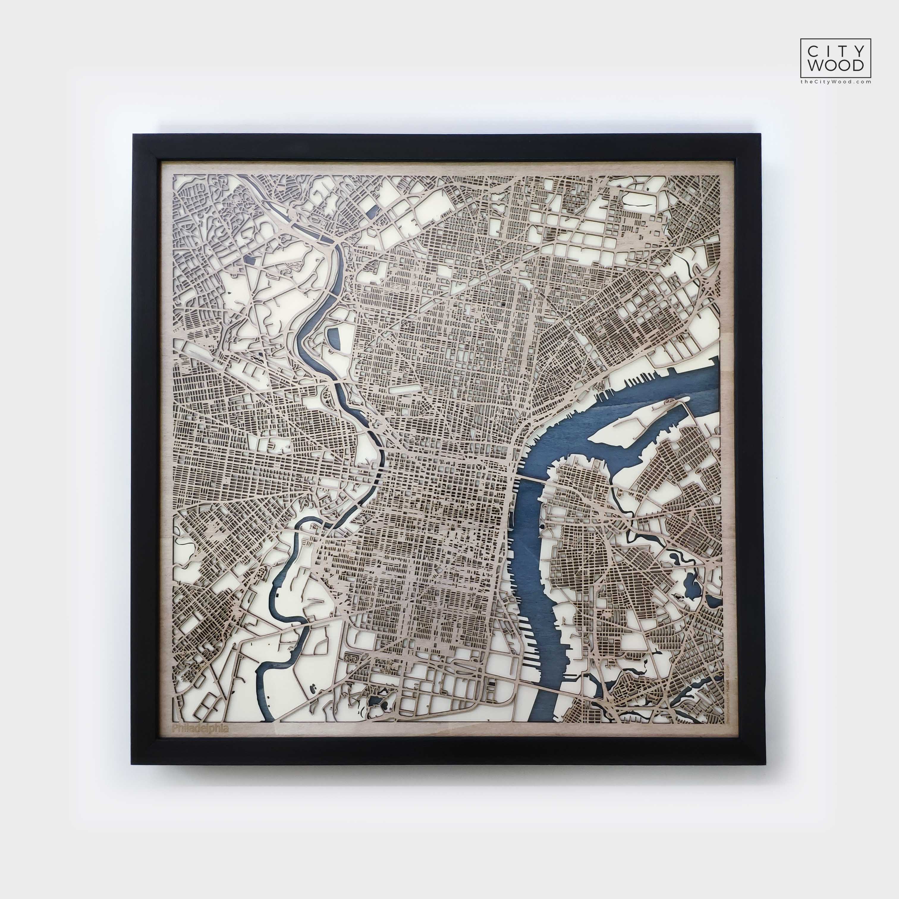 Philadelphia Wooden Map - Laser Engraved | Inspire Uplift