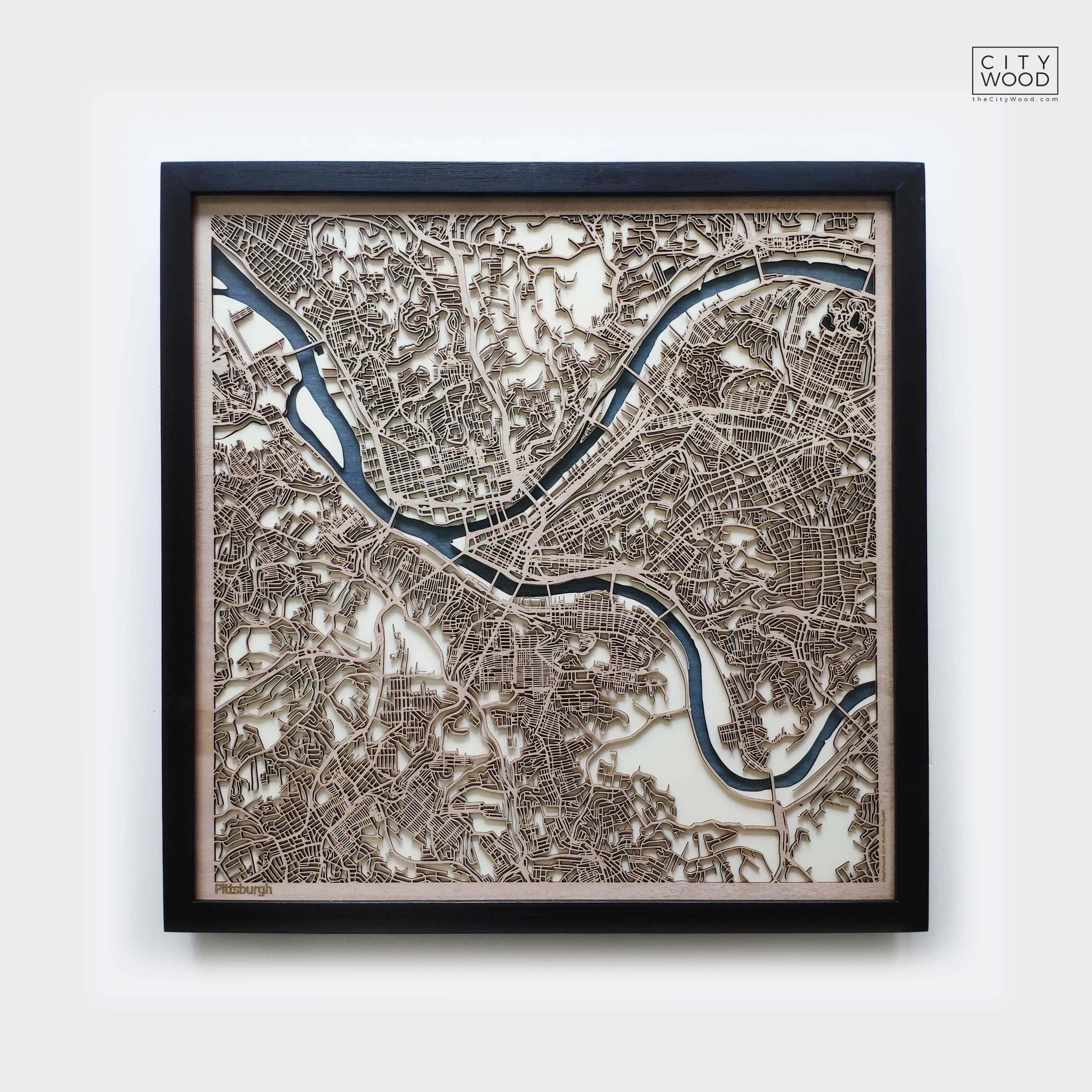Pittsburgh Wooden Map - Laser Engraved | Inspire Uplift