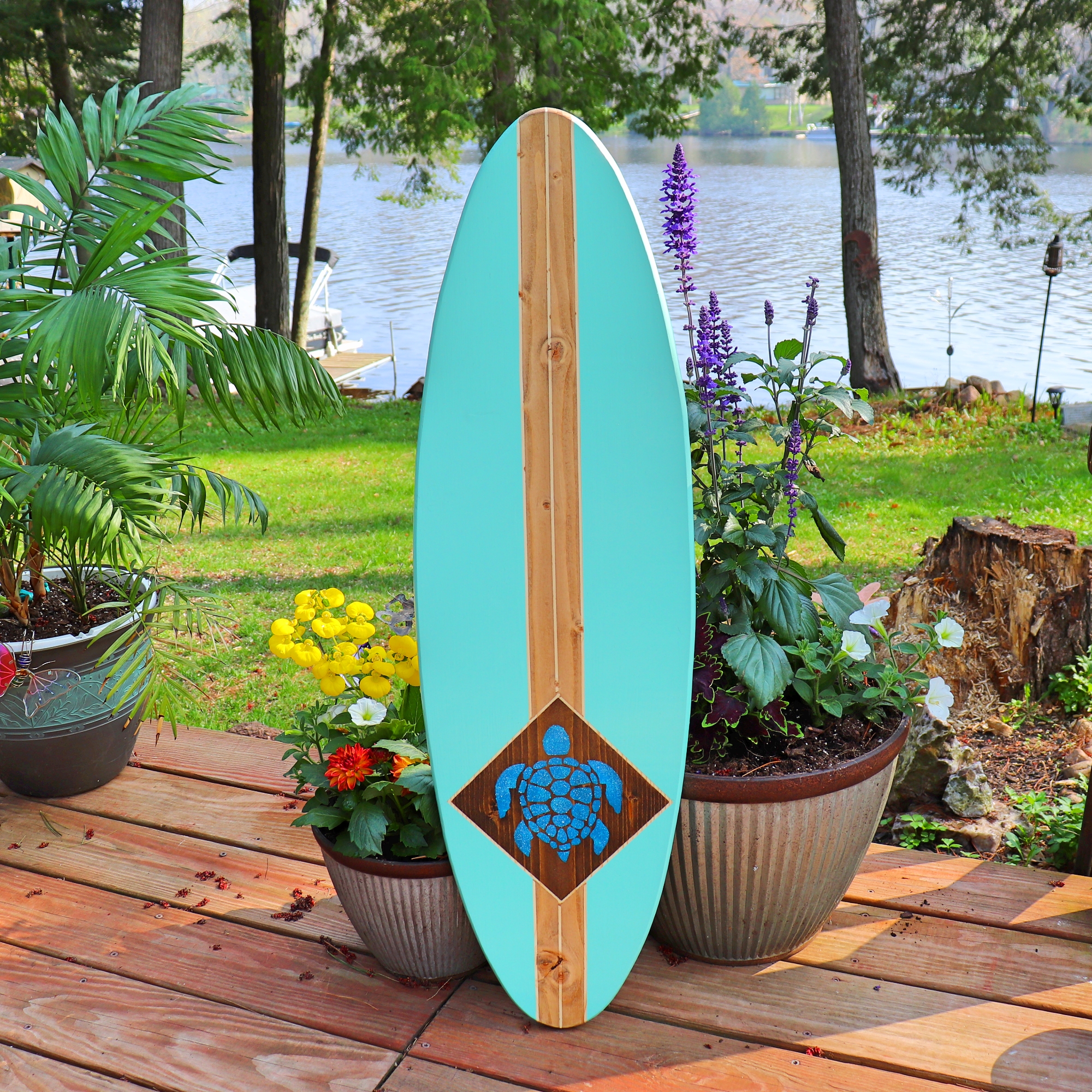 Wood Surfboard Turtle Wall Art 3 Feet, Custom Colors Beach C | Inspire ...