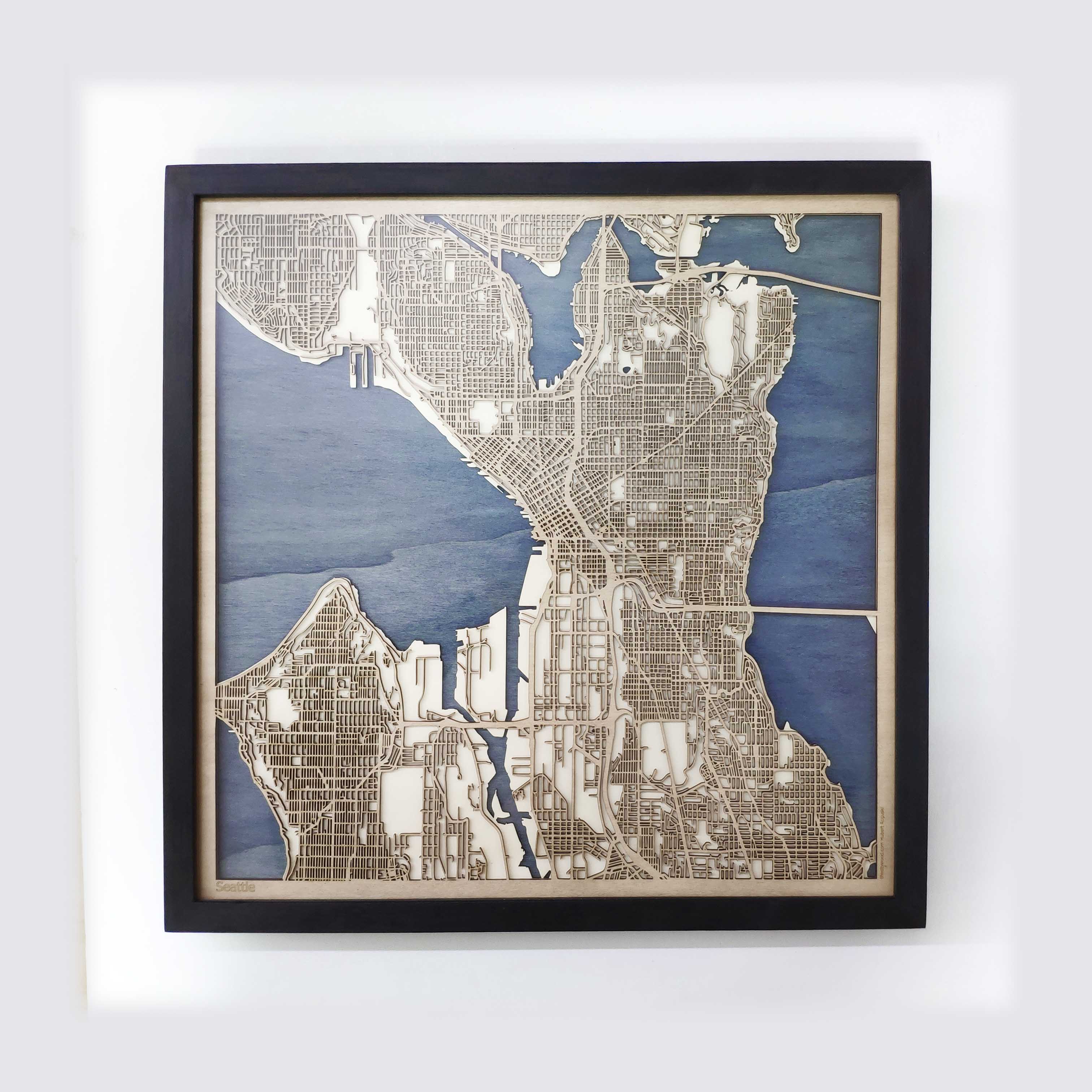 Seattle Wooden Map - Laser Engraved | Inspire Uplift