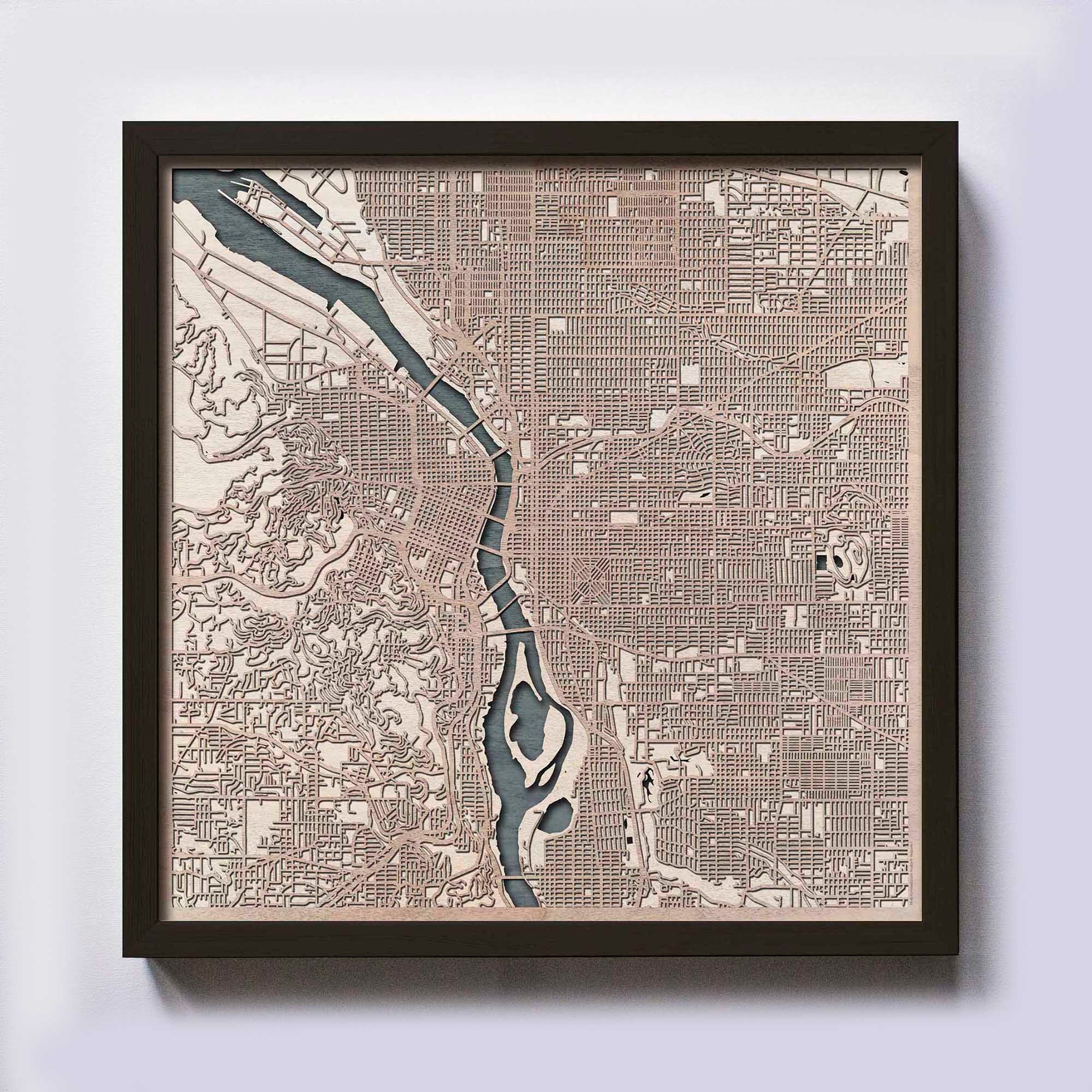 Portland Wooden Map - Laser Engraved - Inspire Uplift