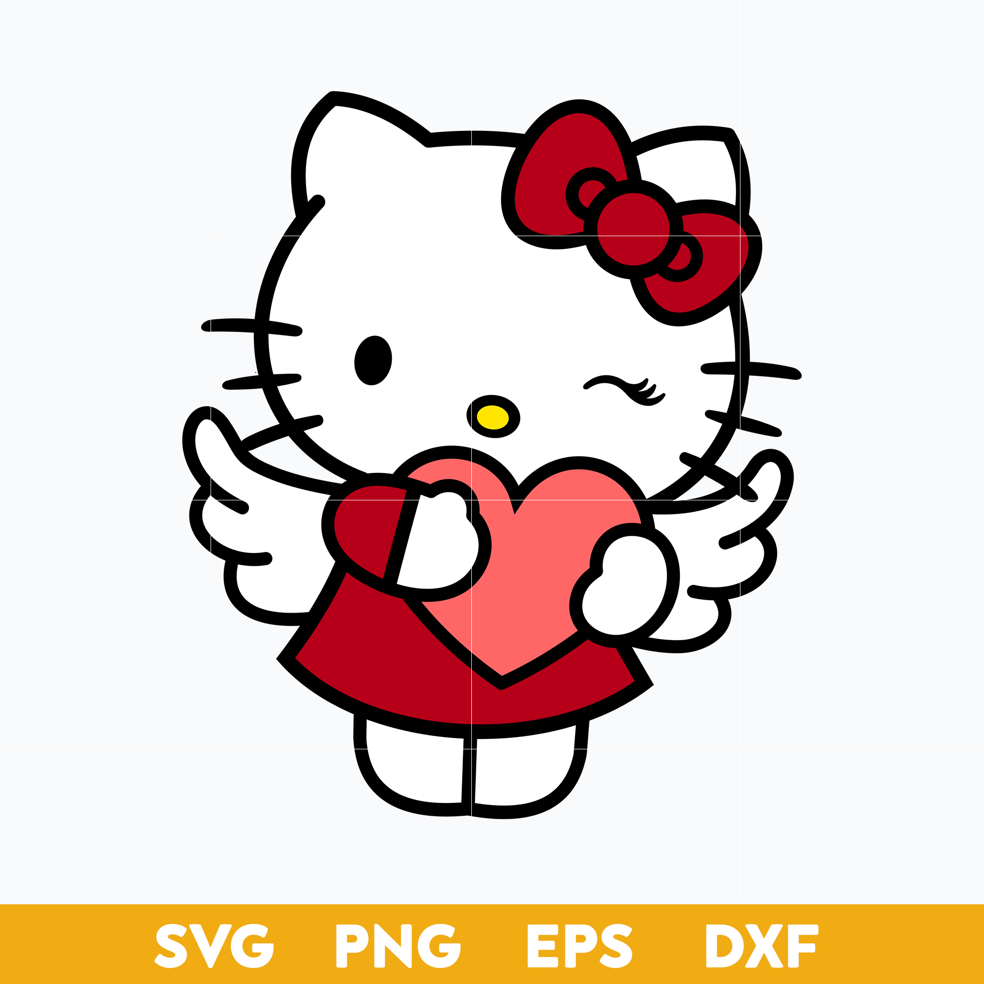 Kitty Heart Vanlentine SVG, Hello Kitty Valentine SVG, Valen | Inspire ...
