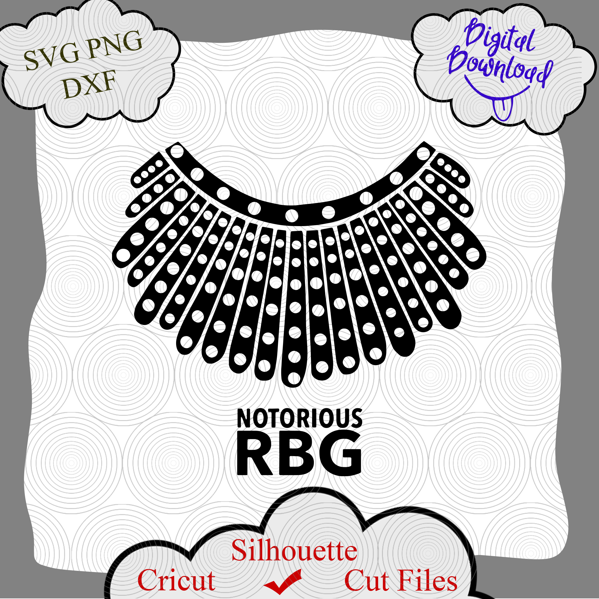 RBG Resist Ruth Bader Ginsberg Dissent Necklace SVG, PNG Dig - Inspire ...