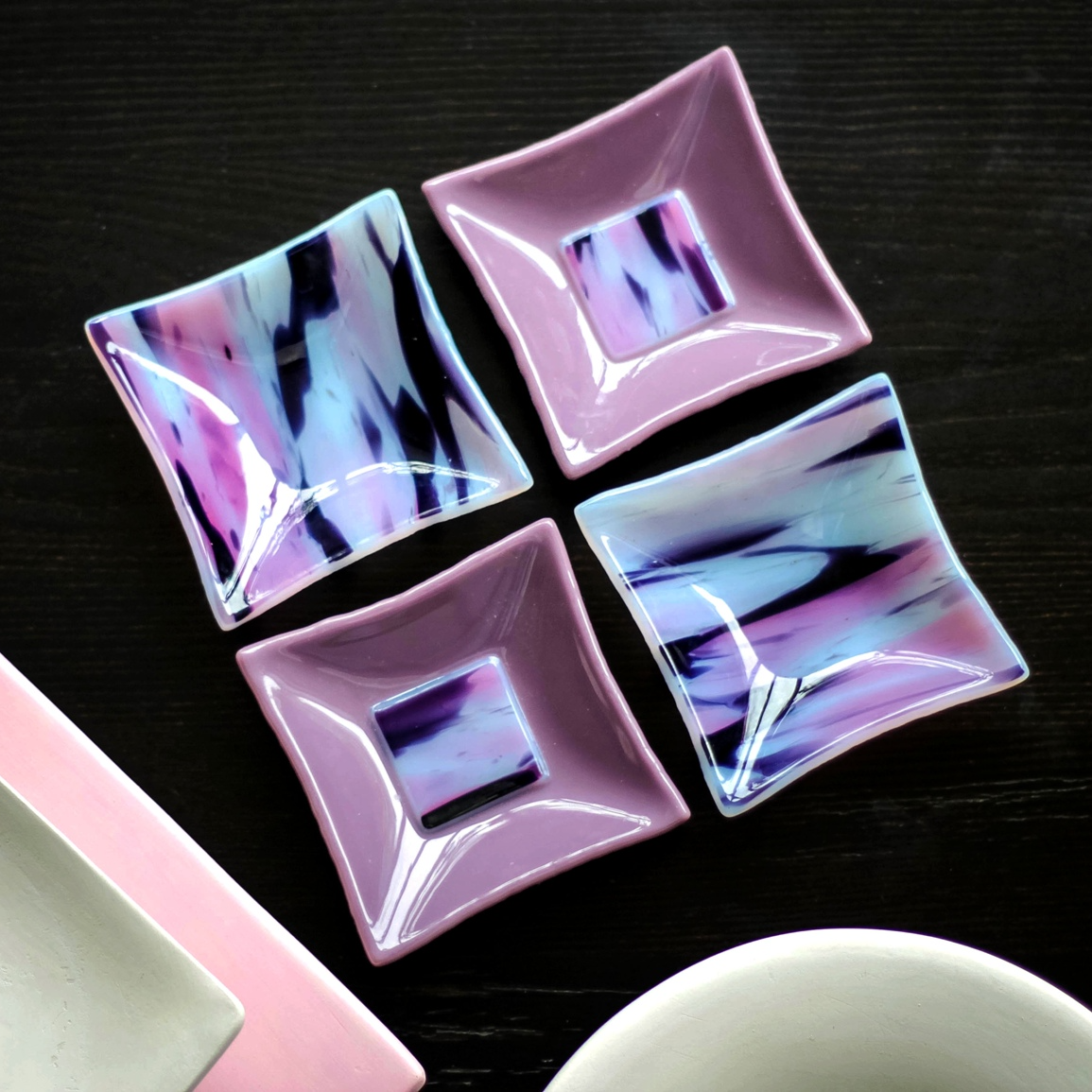 Fused glass purple bowls - Small pot for individual sauce - | Inspire ...