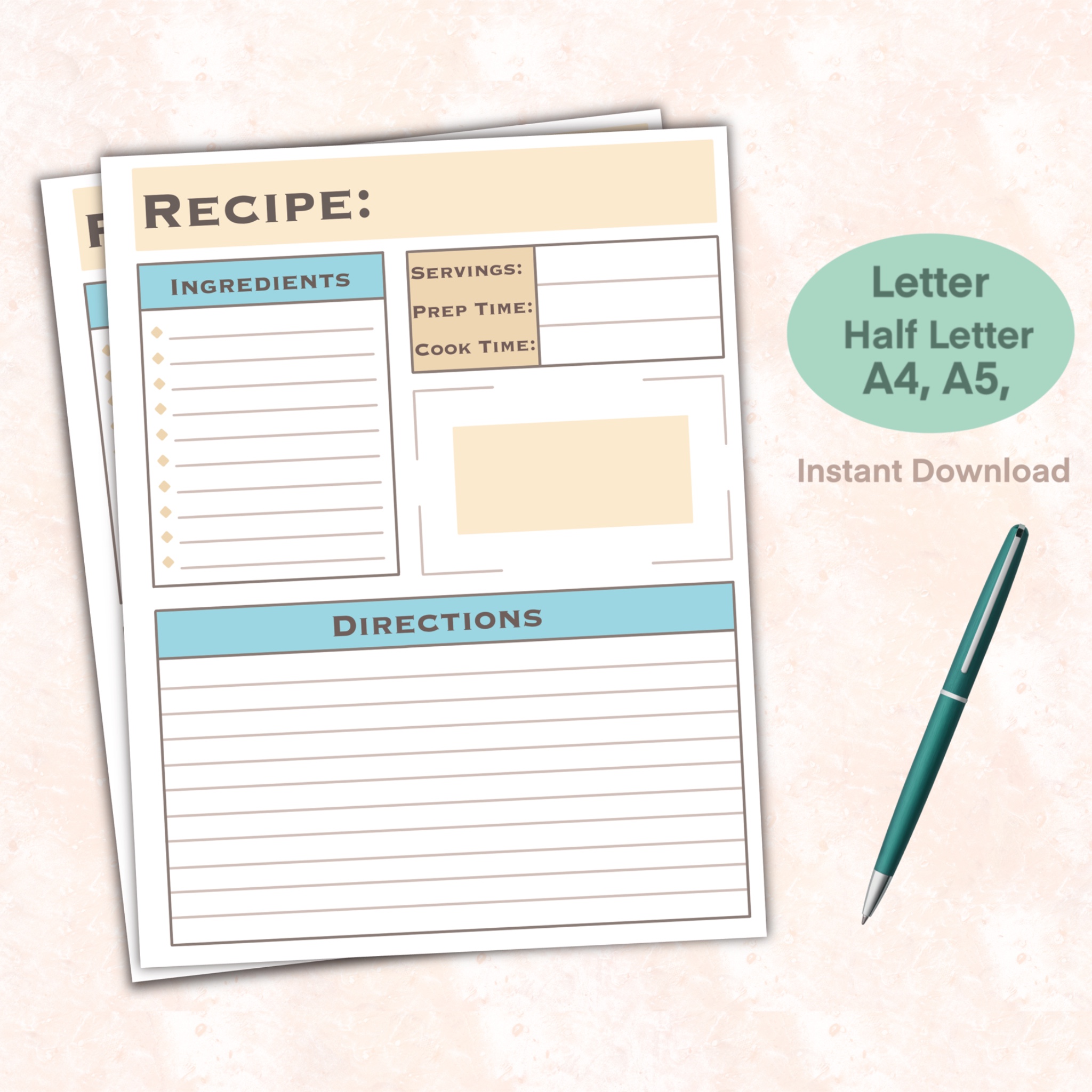 Recipe Template, Recipe Template Printable, Printable Recipe | Inspire ...
