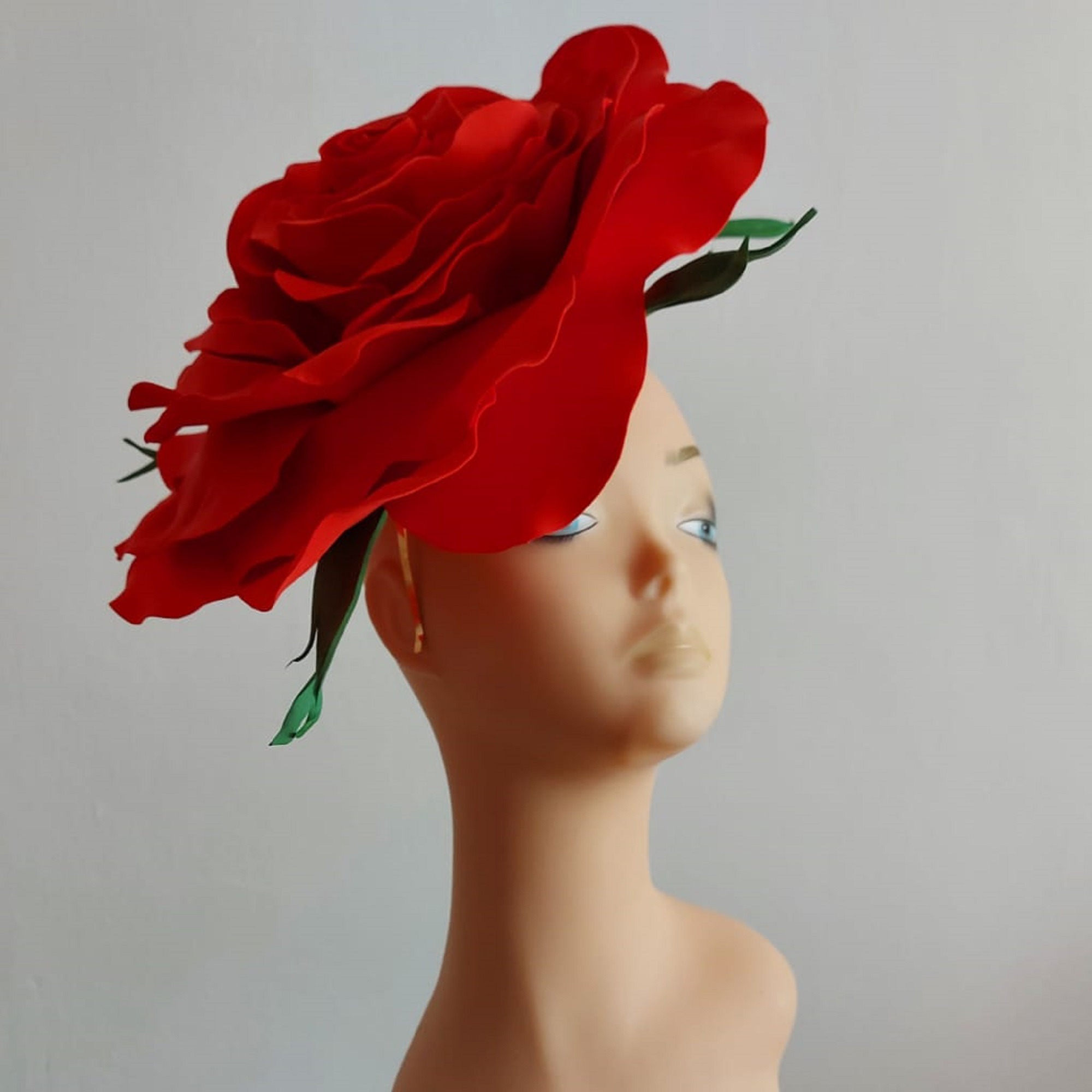 Large red rose Fascinator, Kentucky Derby hat,Wedding Access - Inspire ...