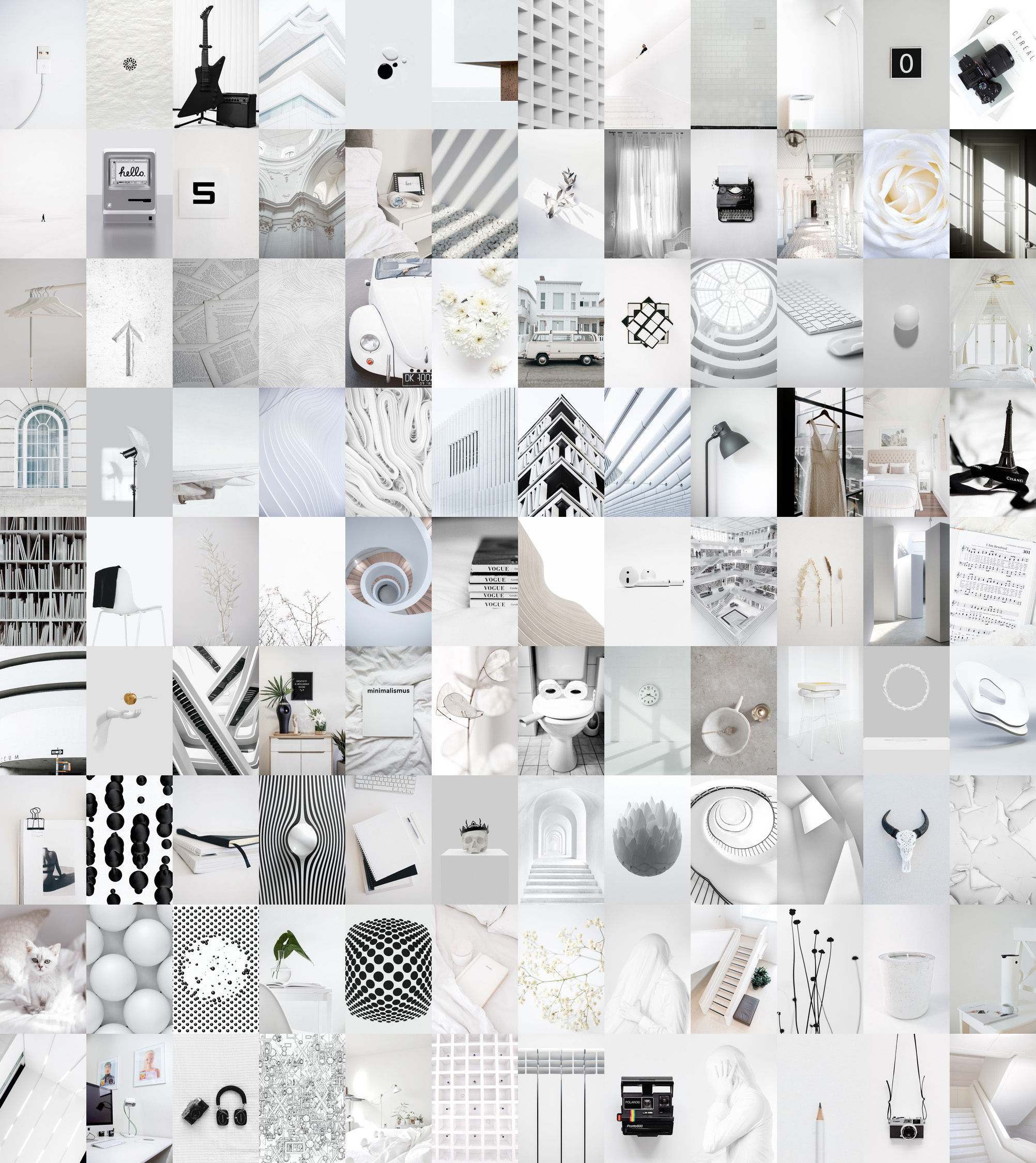 108 PCS White wall collage kit DIGITAL DOWNLOAD | White aest - Inspire Uplift