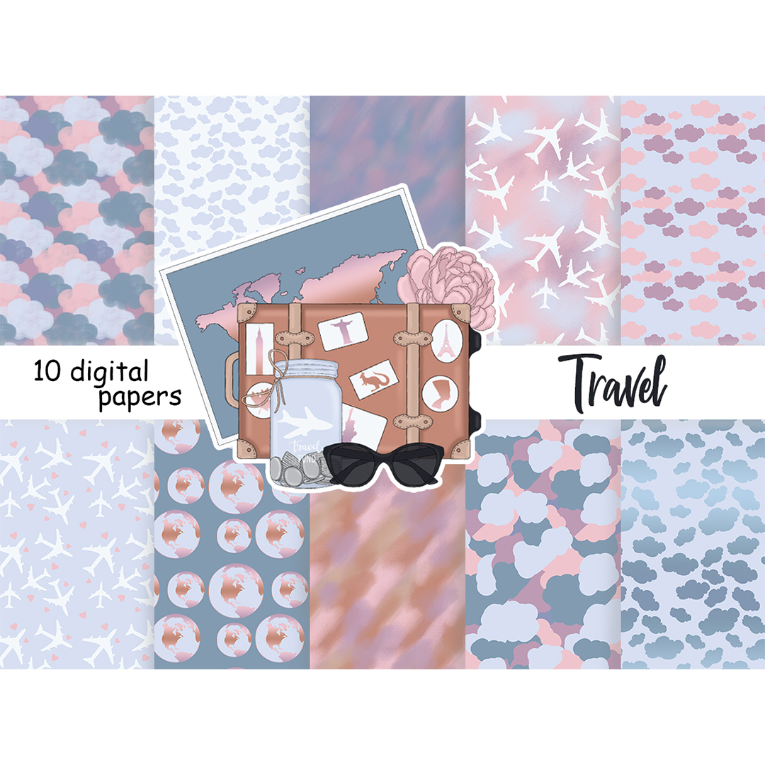 Travel Digital Paper | Airplane Pattern | Inspire Uplift