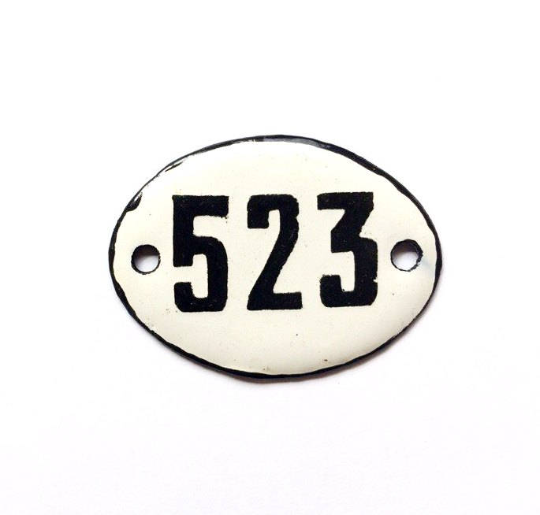 Small vintage soviet enamel metal number sign 523 | Inspire Uplift