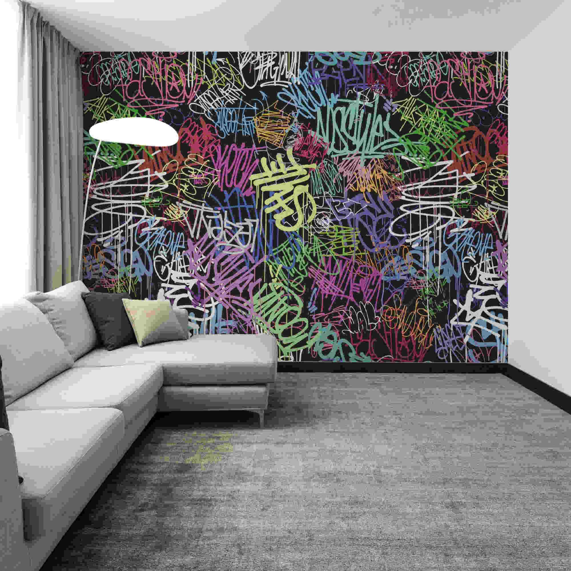 Peel and stick Wallpaper Graffiti Wallpaper Mural Colorful - Inspire Uplift