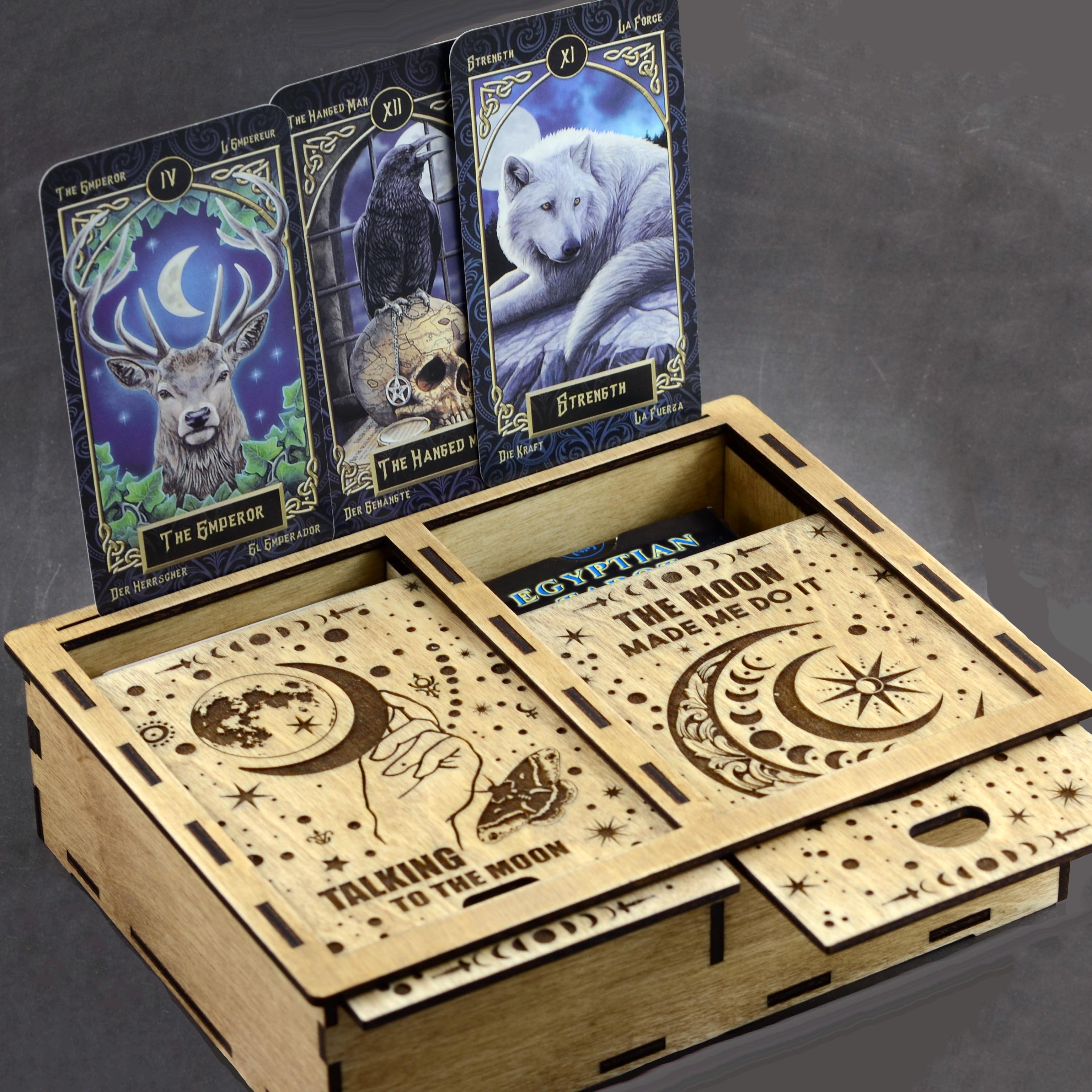 HANDMADE Double Tarot box with slot for Card of the day, Bo | Inspire ...