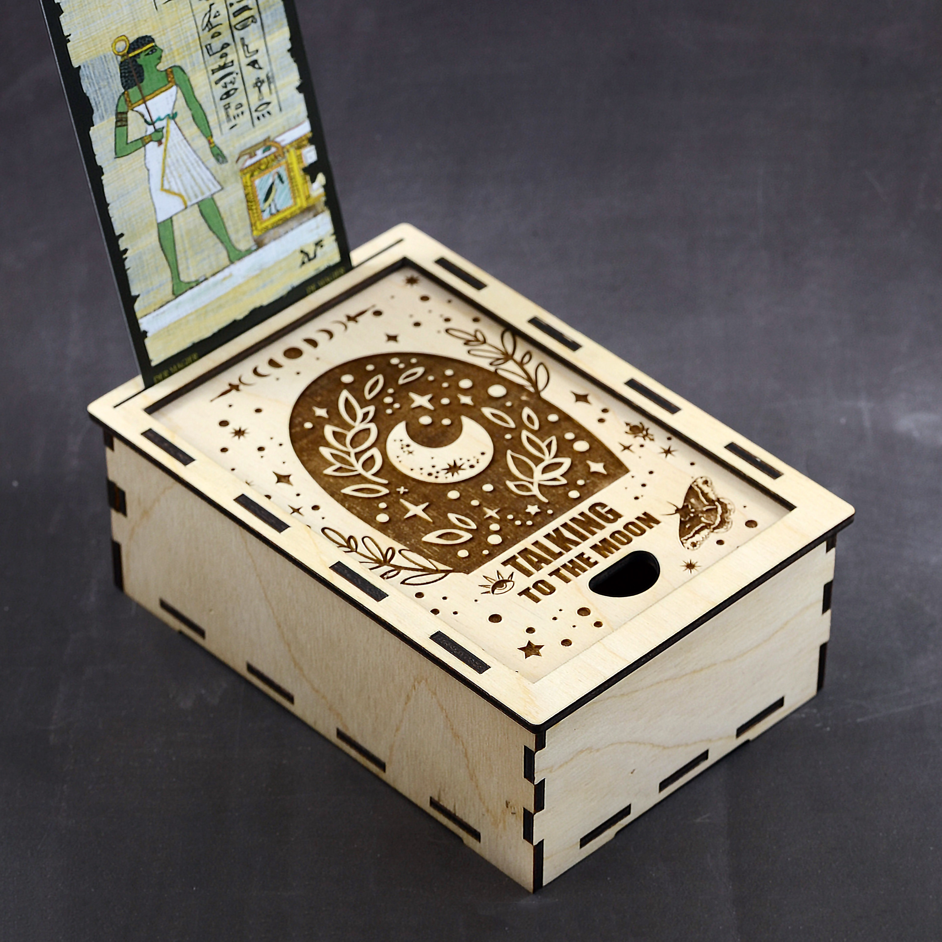 HANDMADE Moon Tarot box with slot for Card of the day, Box | Inspire Uplift