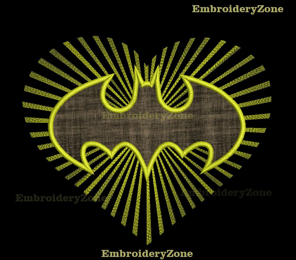 Batman and heart rays applique embroidery design, Batman mac | Inspire ...