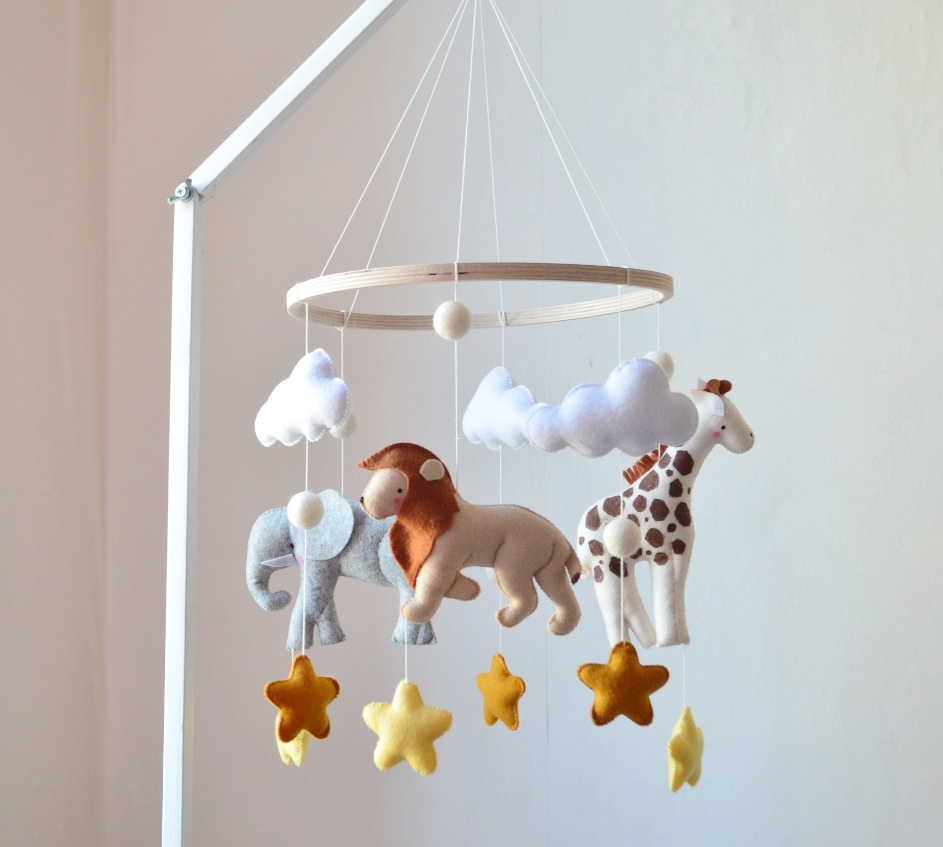 Safari baby mobile, decor Jungle animals, handmade crib mob - Inspire ...