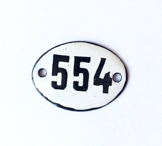 Apartment door number sign 554 - vintage small white black a | Inspire ...
