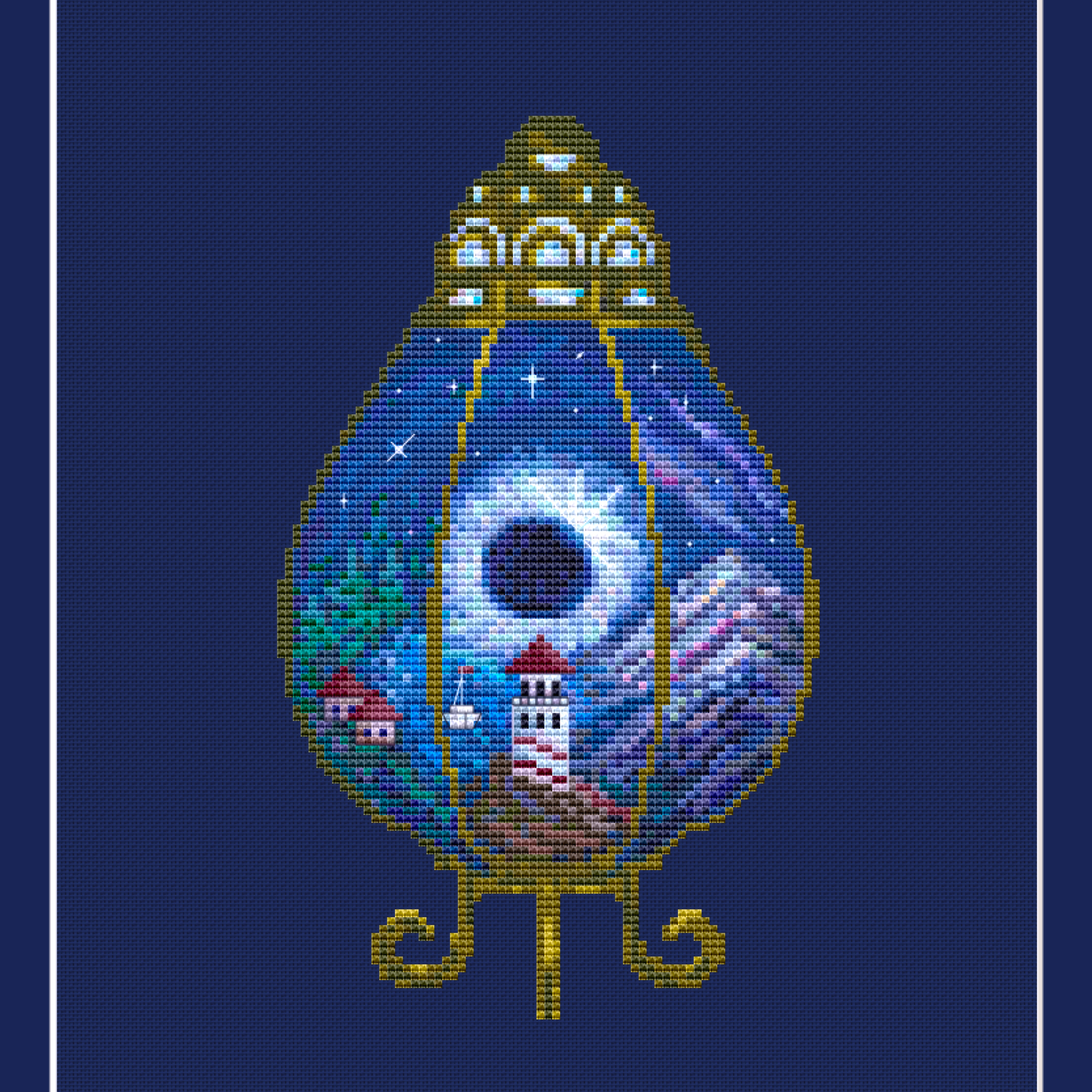 SOLAR ECLIPSE LANTERN Cross stitch pattern PDF by CrossStitc | Inspire ...