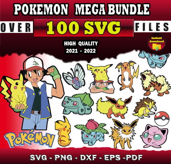 100 Pokemon SVG Bundle svg files for Print & Cricut | Inspire Uplift