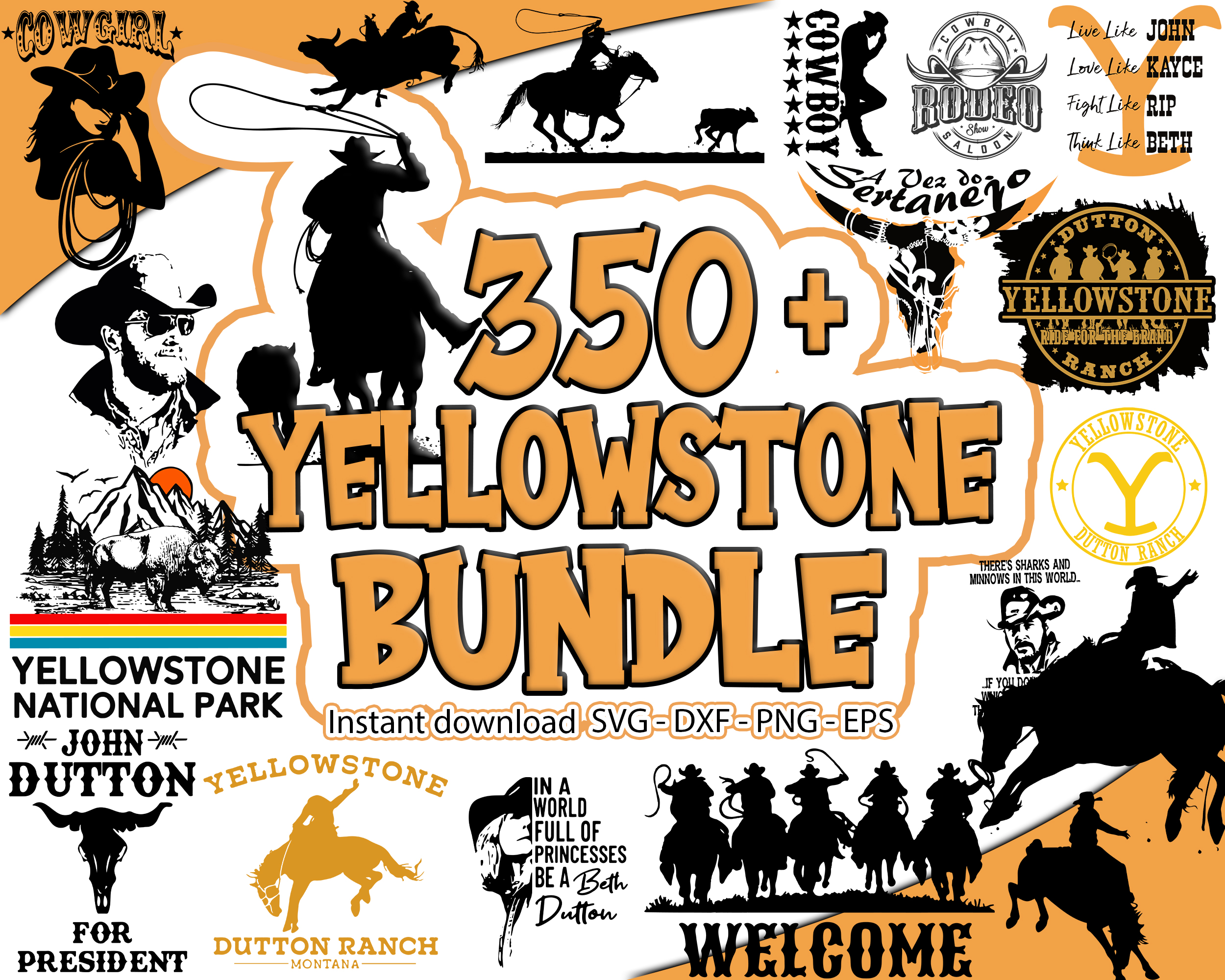 Mega Bundle Yellowstone Svg, Yellowstone Symbols | Inspire Uplift