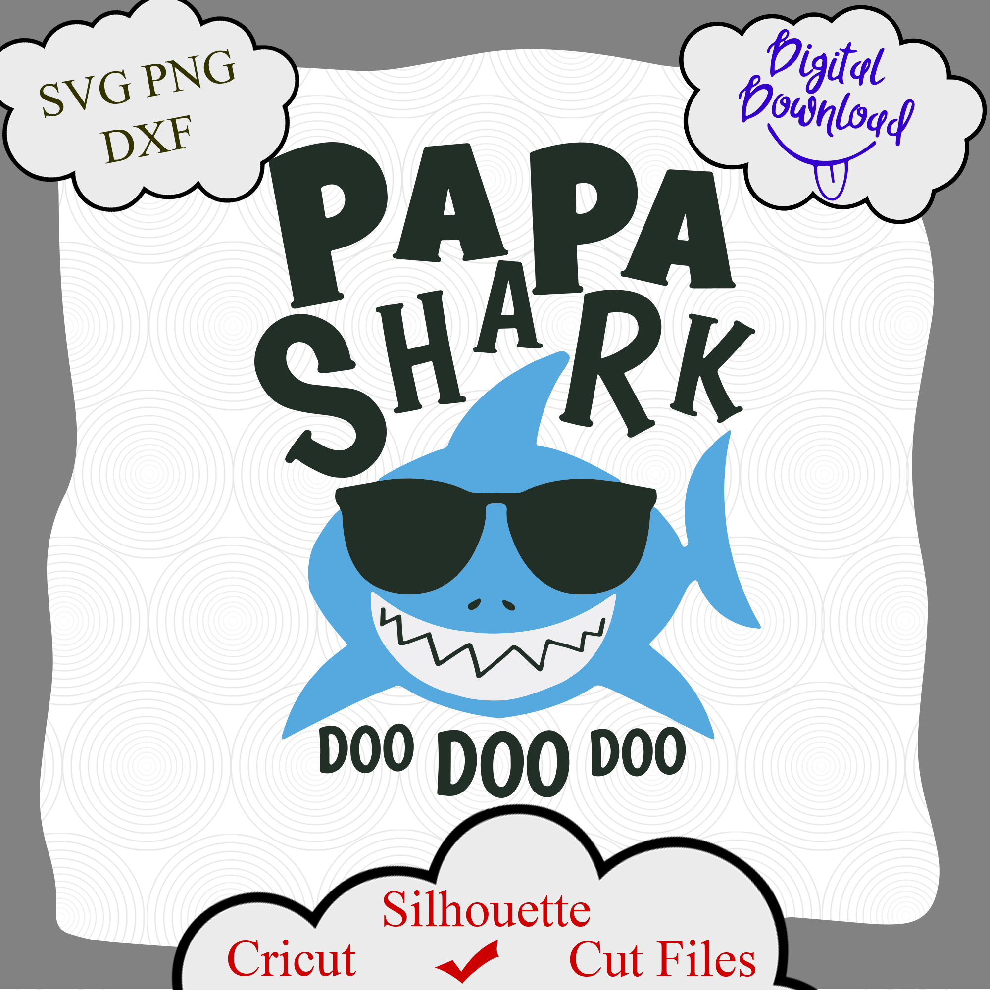 Papa Shark Svg, Png, Jpg, Dxf, Daddy Shark Svg, Shark Birthd | Inspire ...