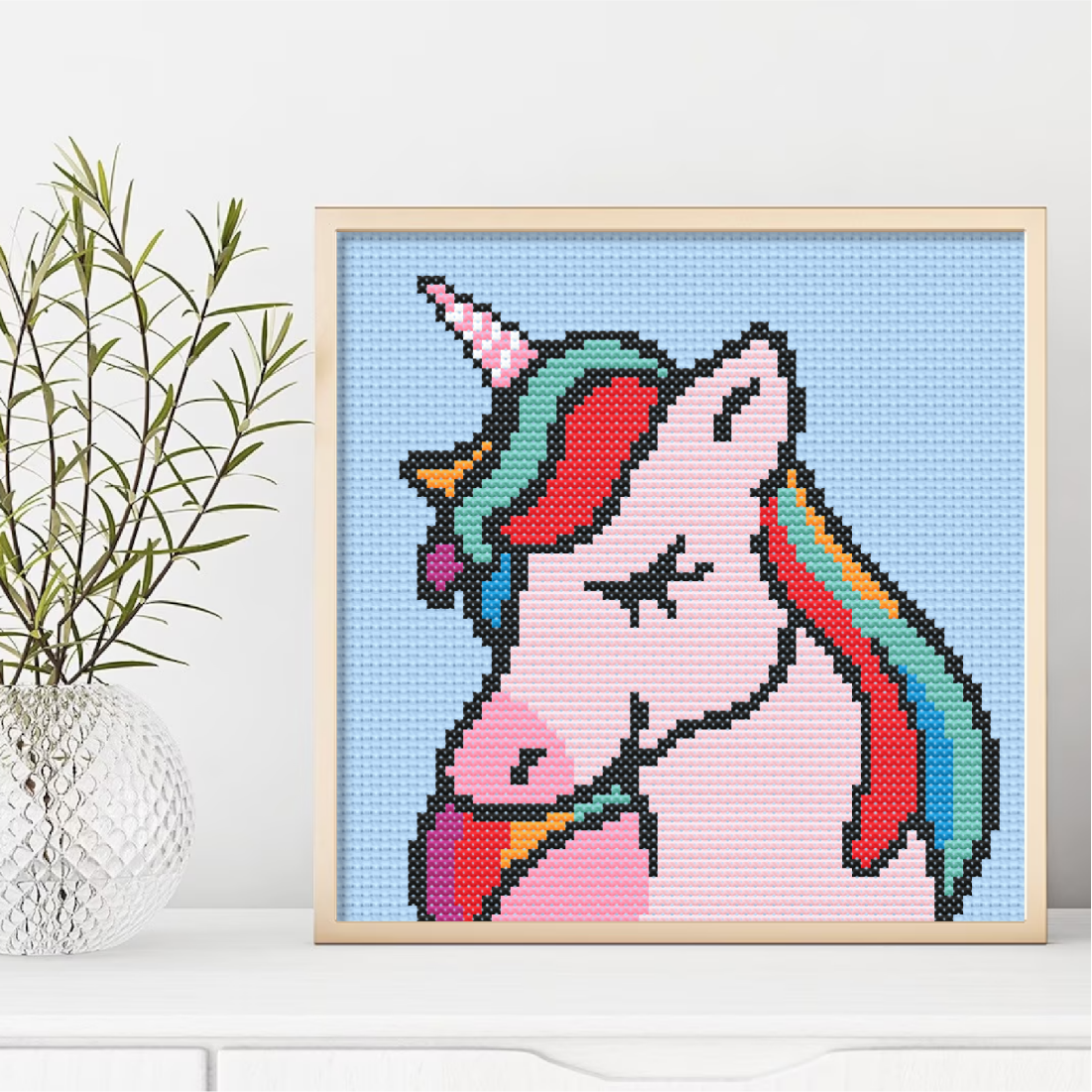 Rainbow unicorn cross stitch pattern, modern rainbow unicorn | Inspire ...