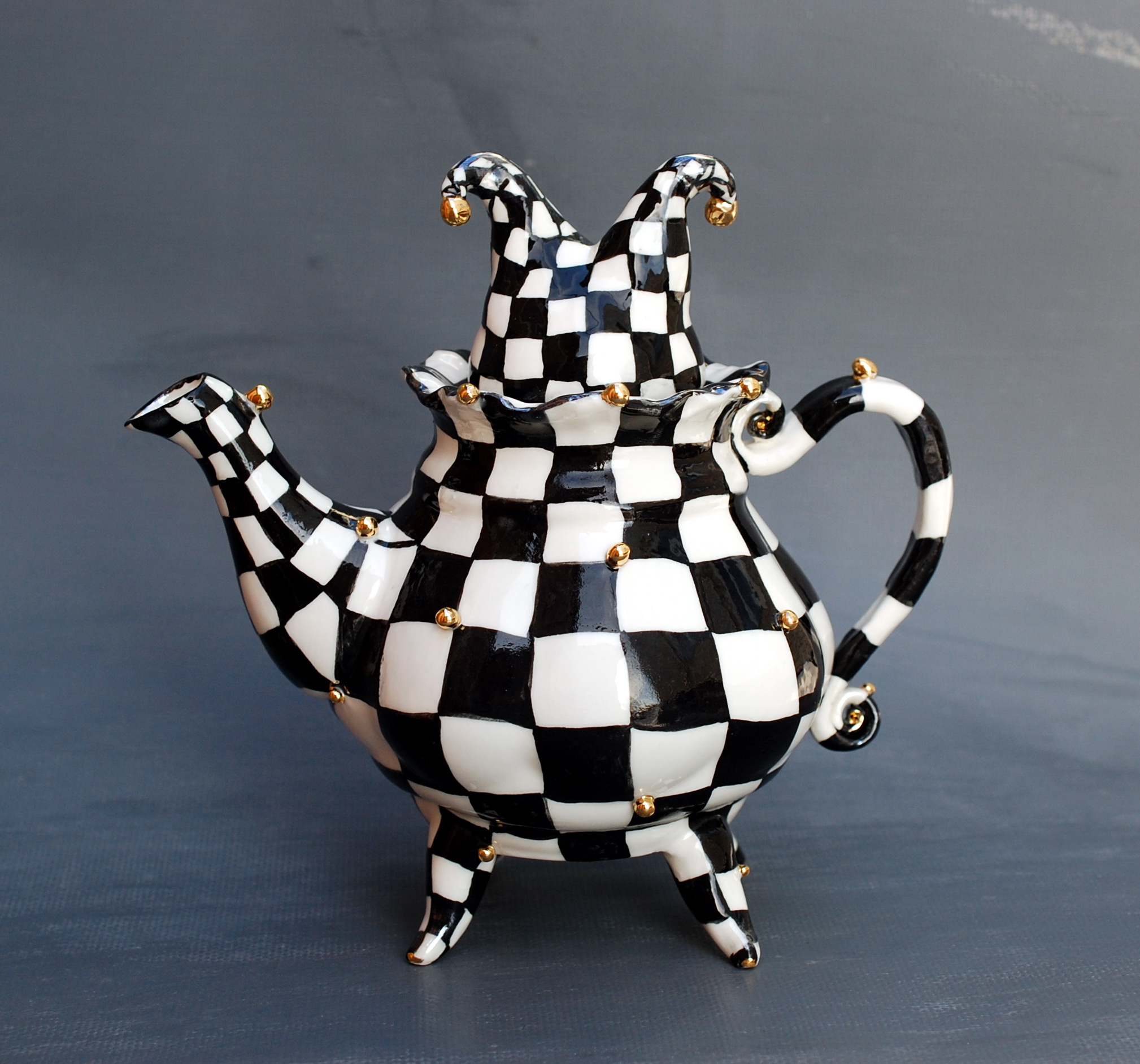 Art teapot Black and white cage Wonderland style Porcelain h - Inspire ...