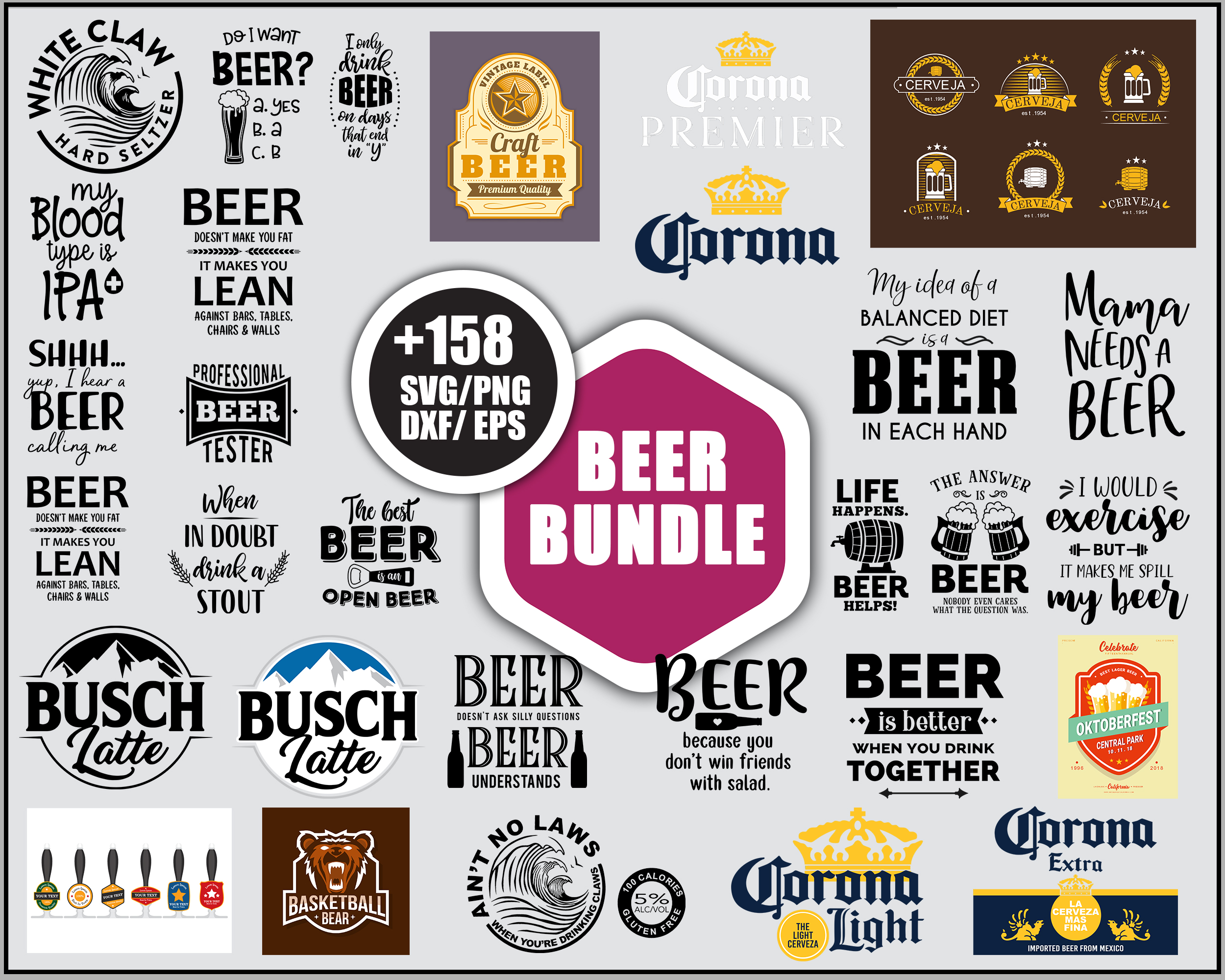 Beer Bundle SVG, Beer SVG, Alcohol SVG, Beer Quote SVG, PNG | Inspire ...