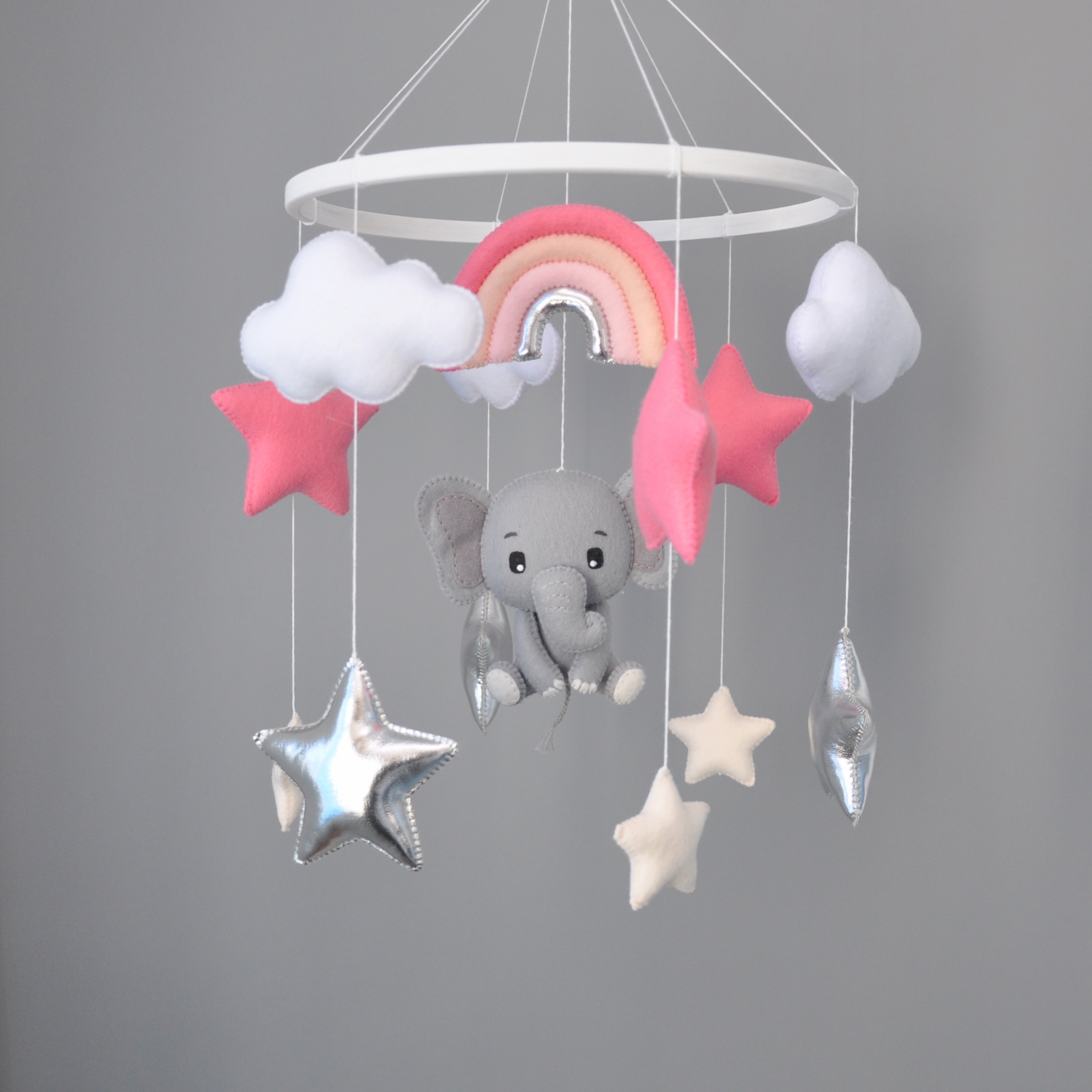Elephant baby mobile girl, crib baby mobile, nursery decor - Inspire Uplift
