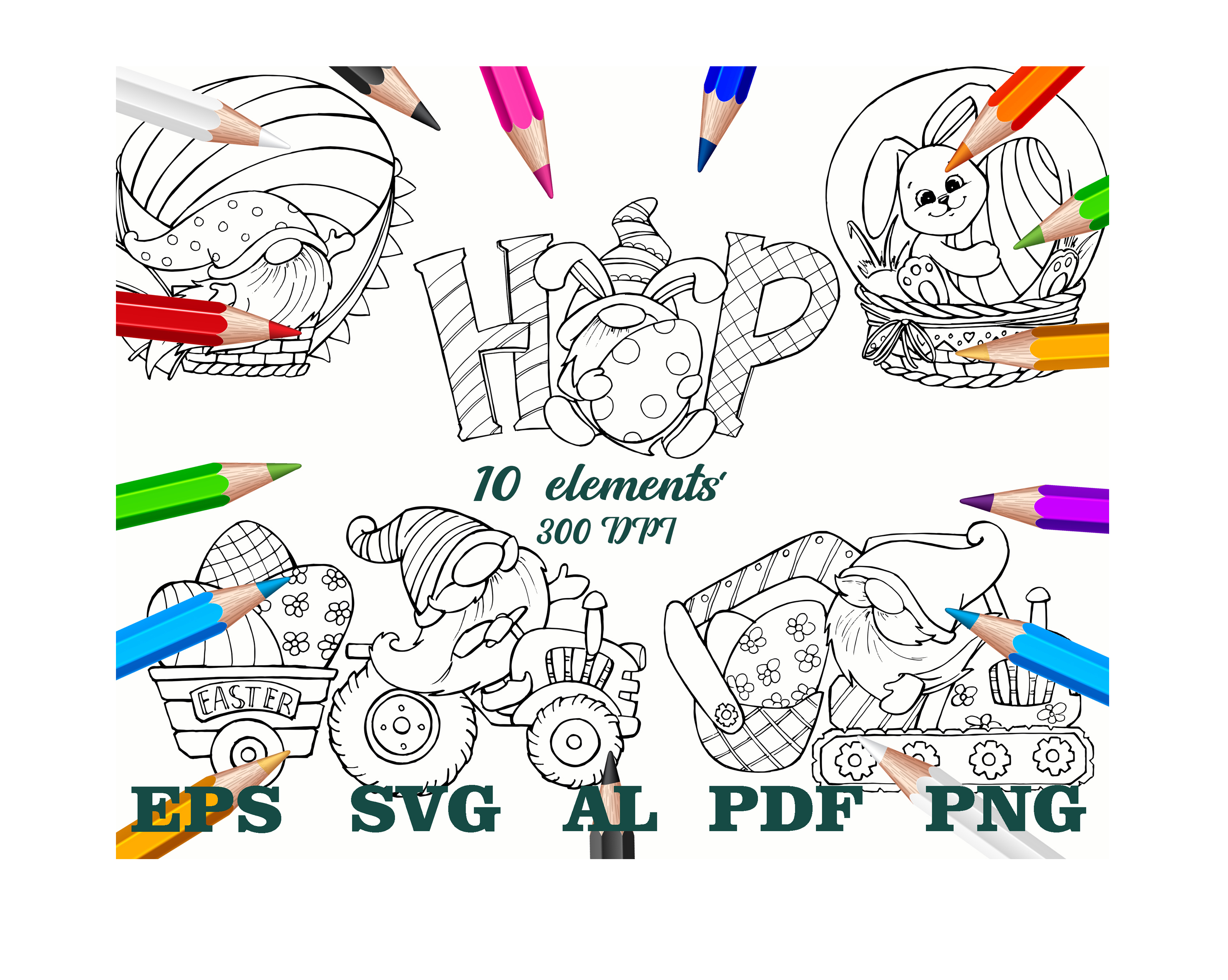 Easter Coloring Pages Bundle for Kids, Easter Printable Acti - Inspire ...
