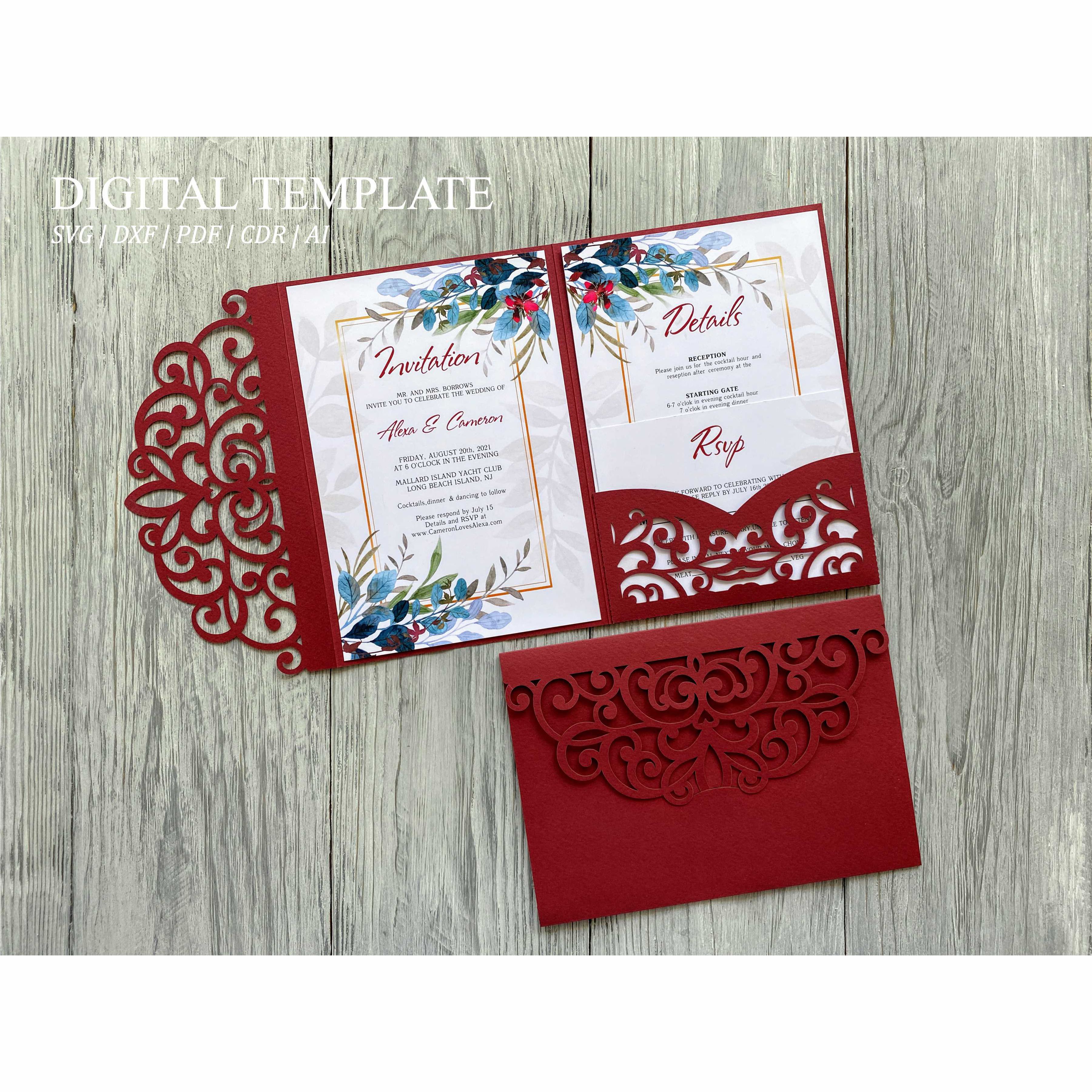 Cricut ornamental wedding invitation svg template classic - Inspire Uplift