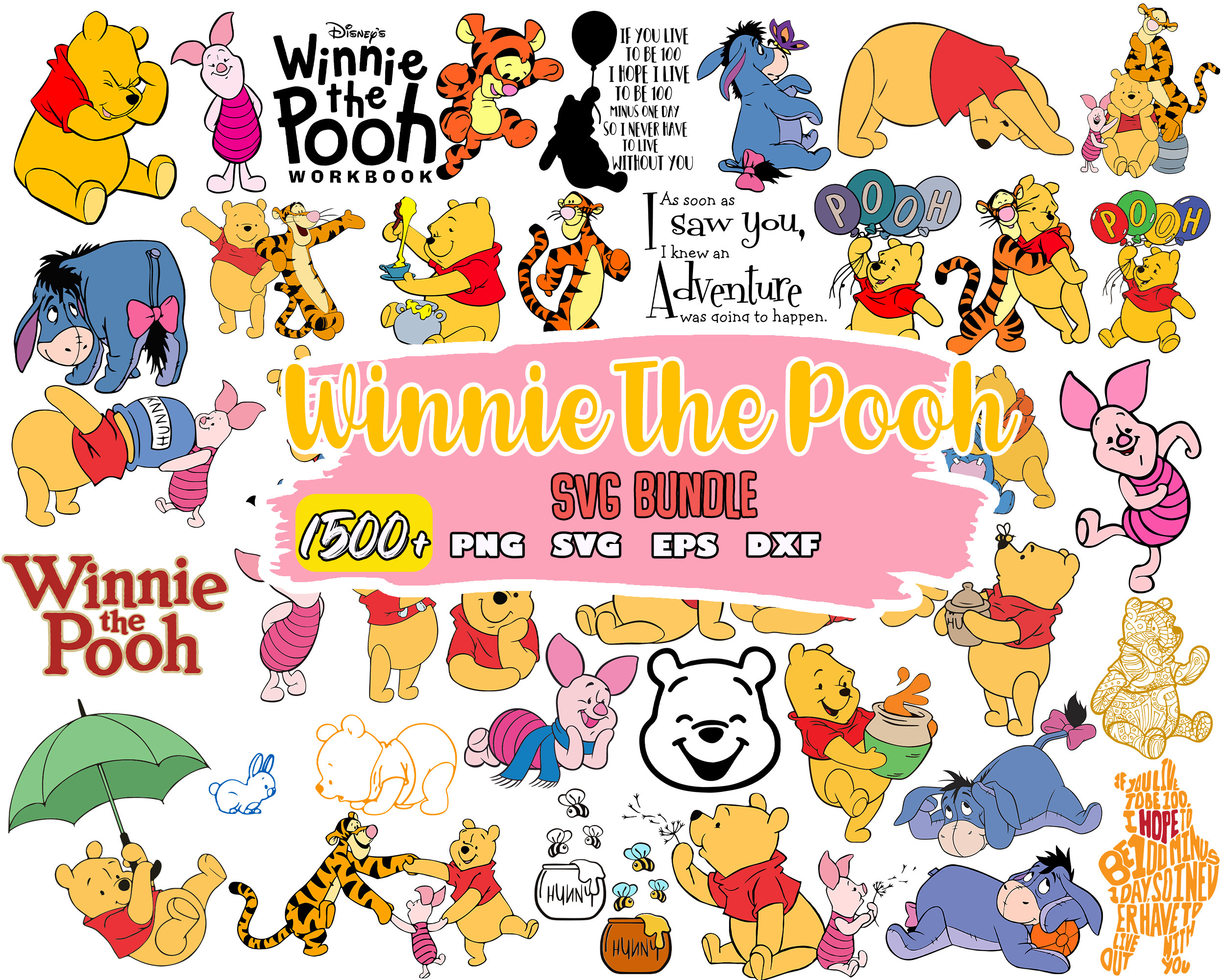 Winnie The Pooh Bundle Svg, Disney Svg, Pooh Characters, Eas | Inspire ...