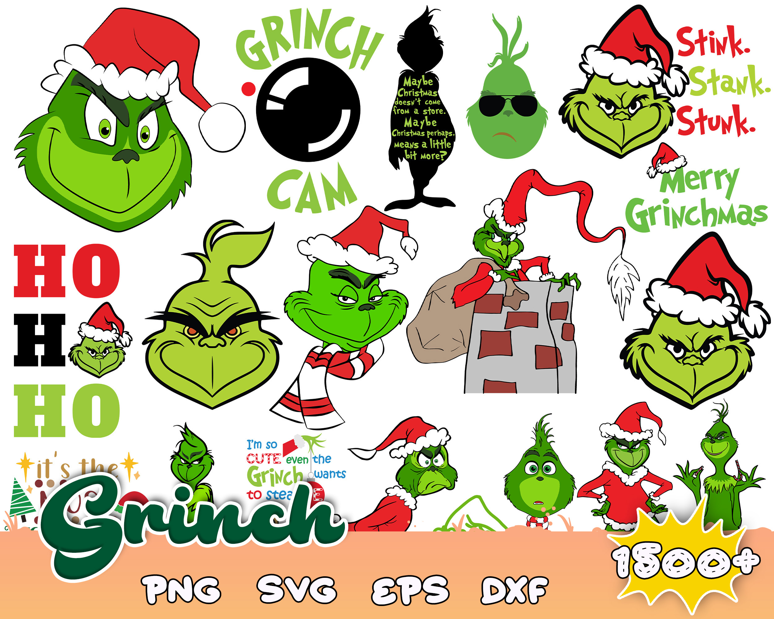 1500 The Grinch Svg Bundle Layered Item, Clipart, Cricut, Di | Inspire Uplift