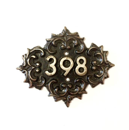 Old fashioned address sign 398 door number plaque vintage | Inspire Uplift