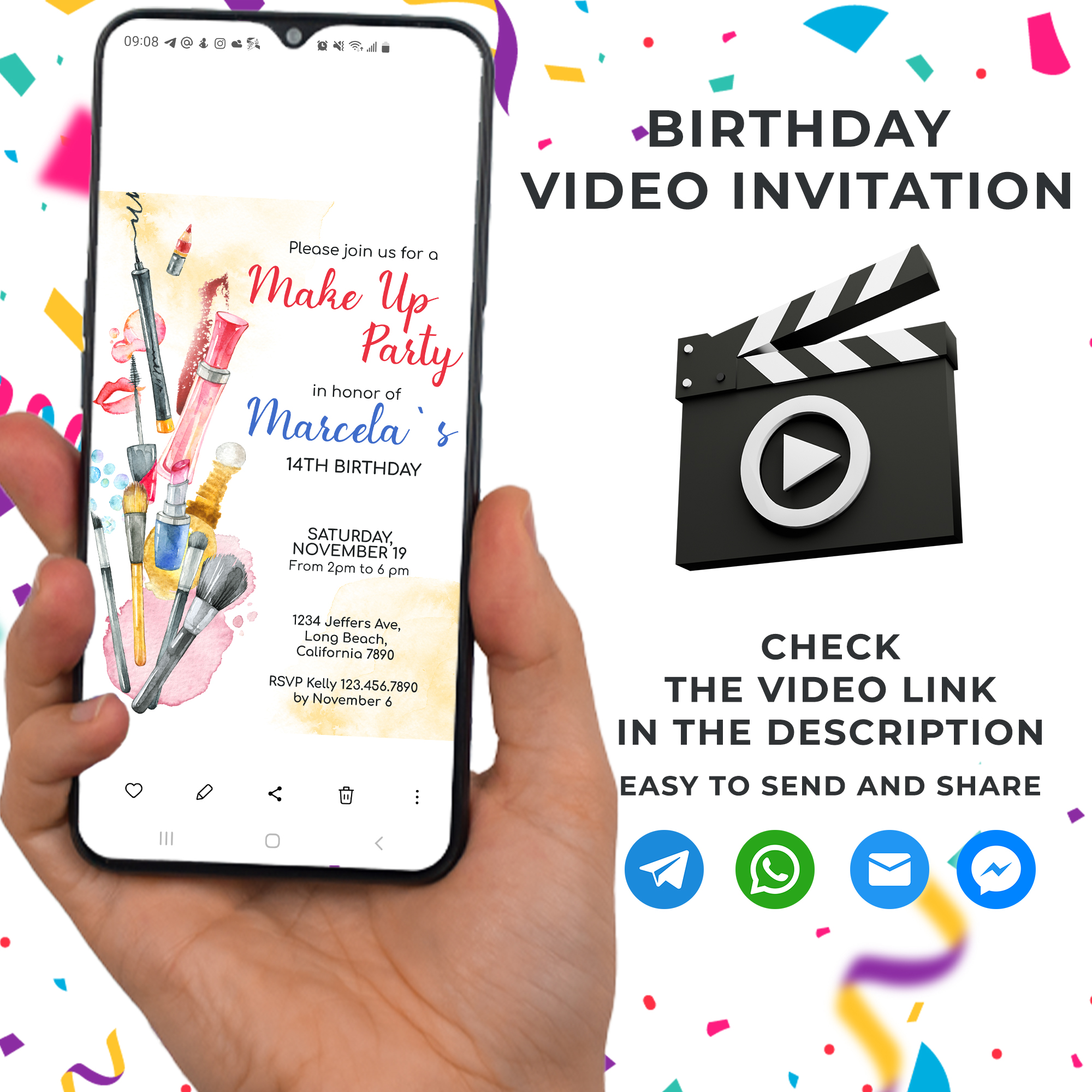 Make up party invitation, Video invitation, Animated invitat | Inspire ...
