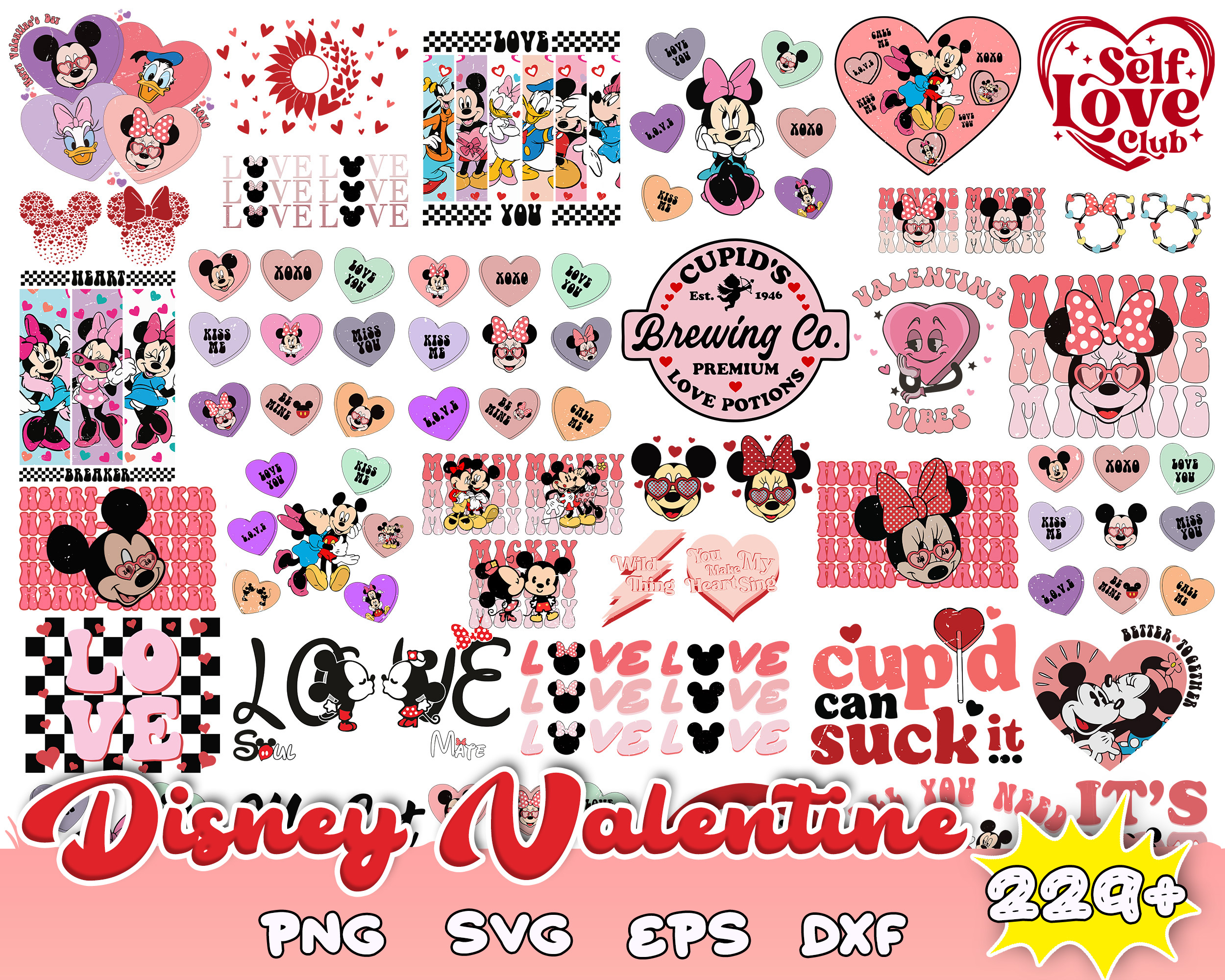 Disney Valentine Bundle Svg, Mickey Minnie Love Svg, Disney | Inspire ...