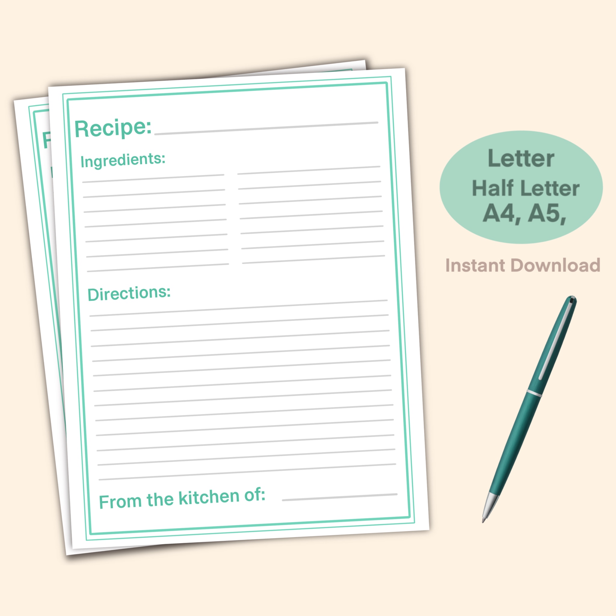 Recipe Template, Recipe Template Printable, Printable Recipe | Inspire ...