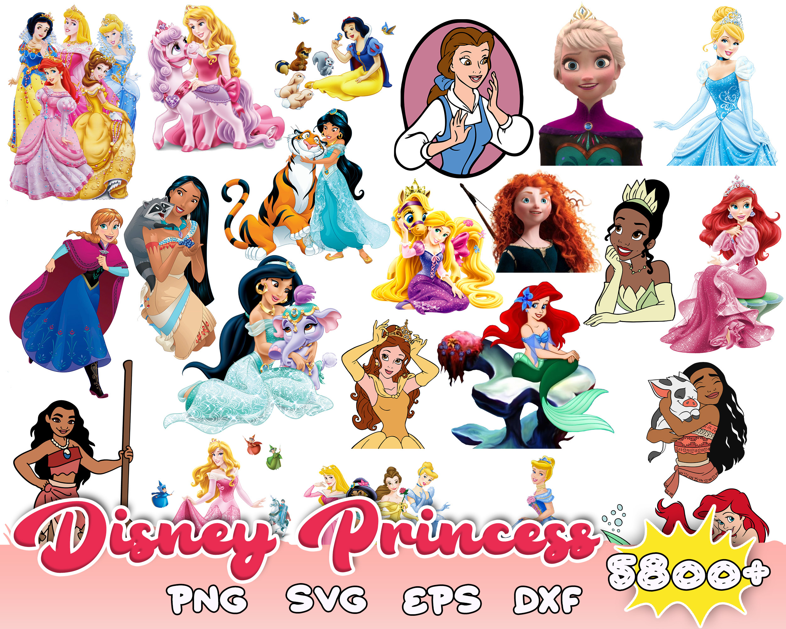 MEGA BUNDLE Disney Princess Svg, Princess SVG, Princess Bun - Inspire ...