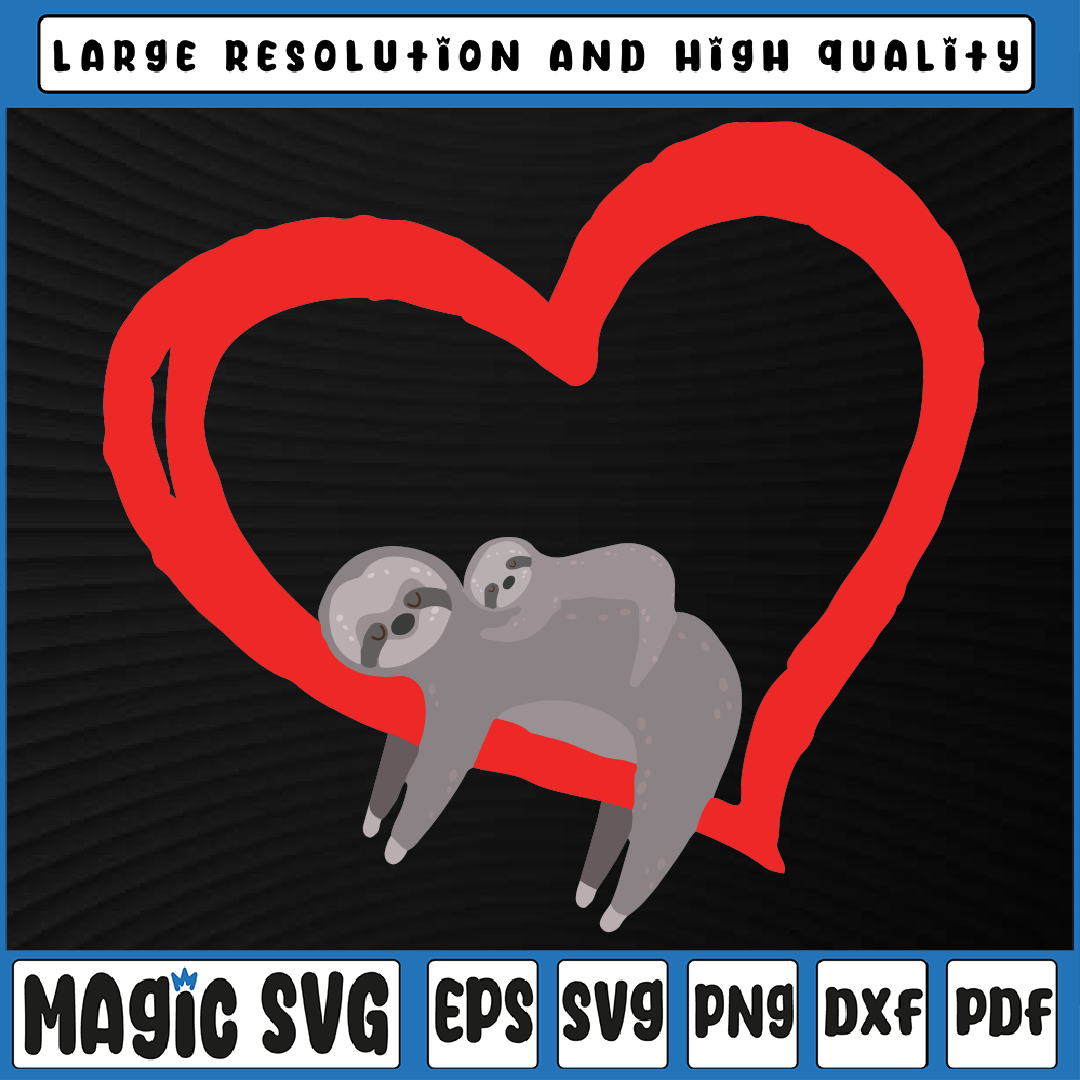 Sloth Love Holding Heart Valentines Day SVG PNG, Cute Animal | Inspire ...