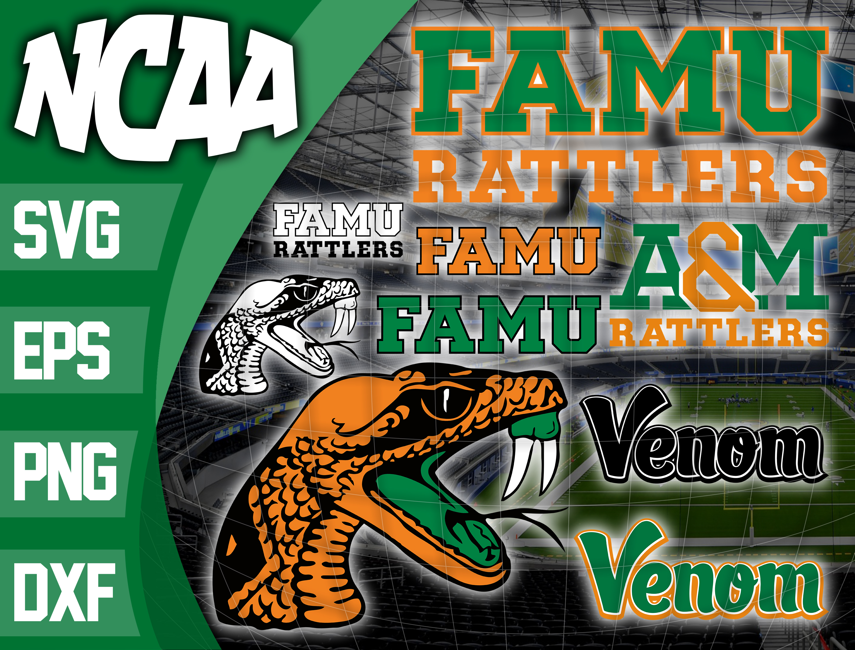 Florida A&M Rattlers SVG bundle , NCAA svg, logo NCAA bundle | Inspire ...