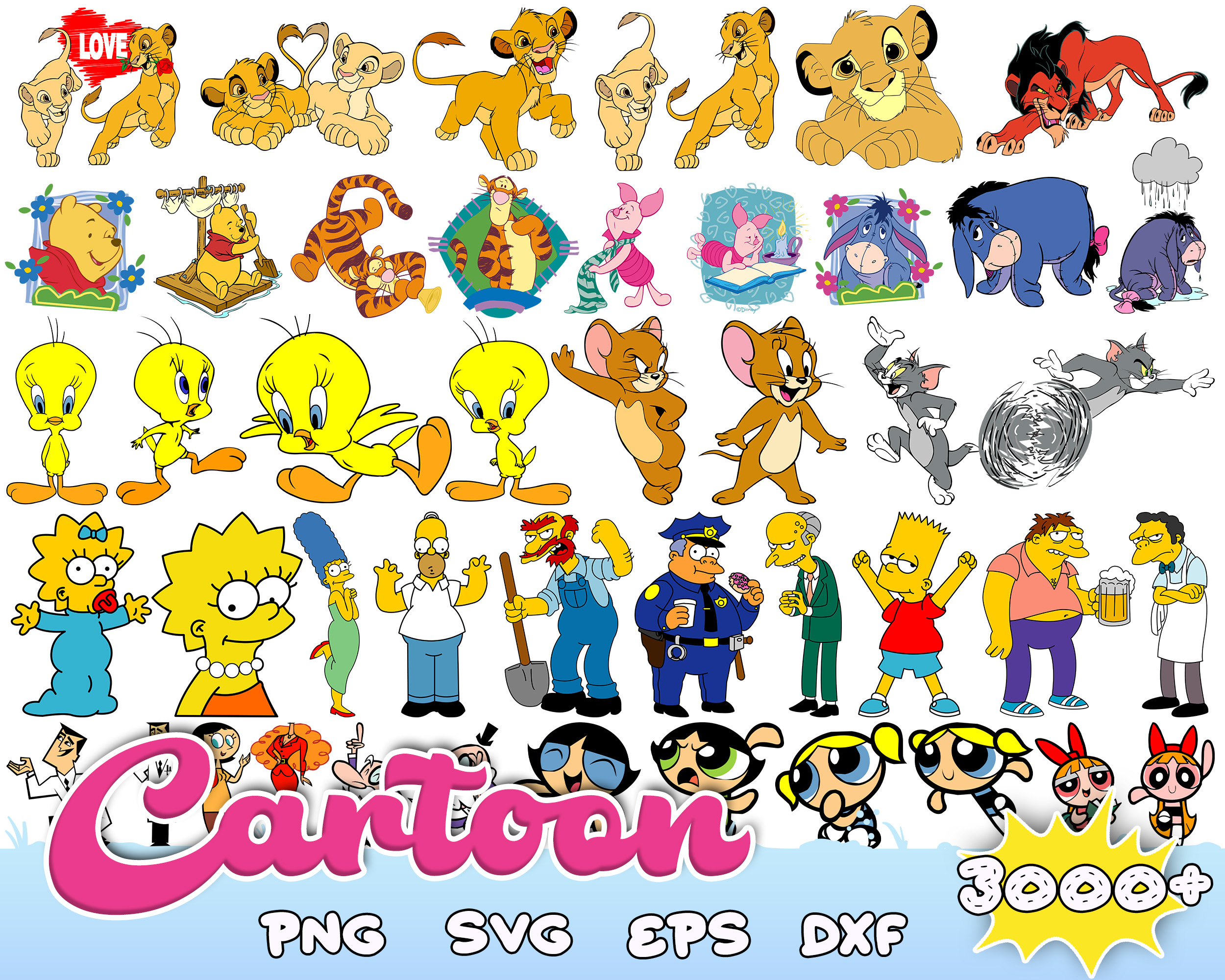 3160 Bundle Cartoon SVG, Cartoon Vector, Cartoon Cut file, C | Inspire ...