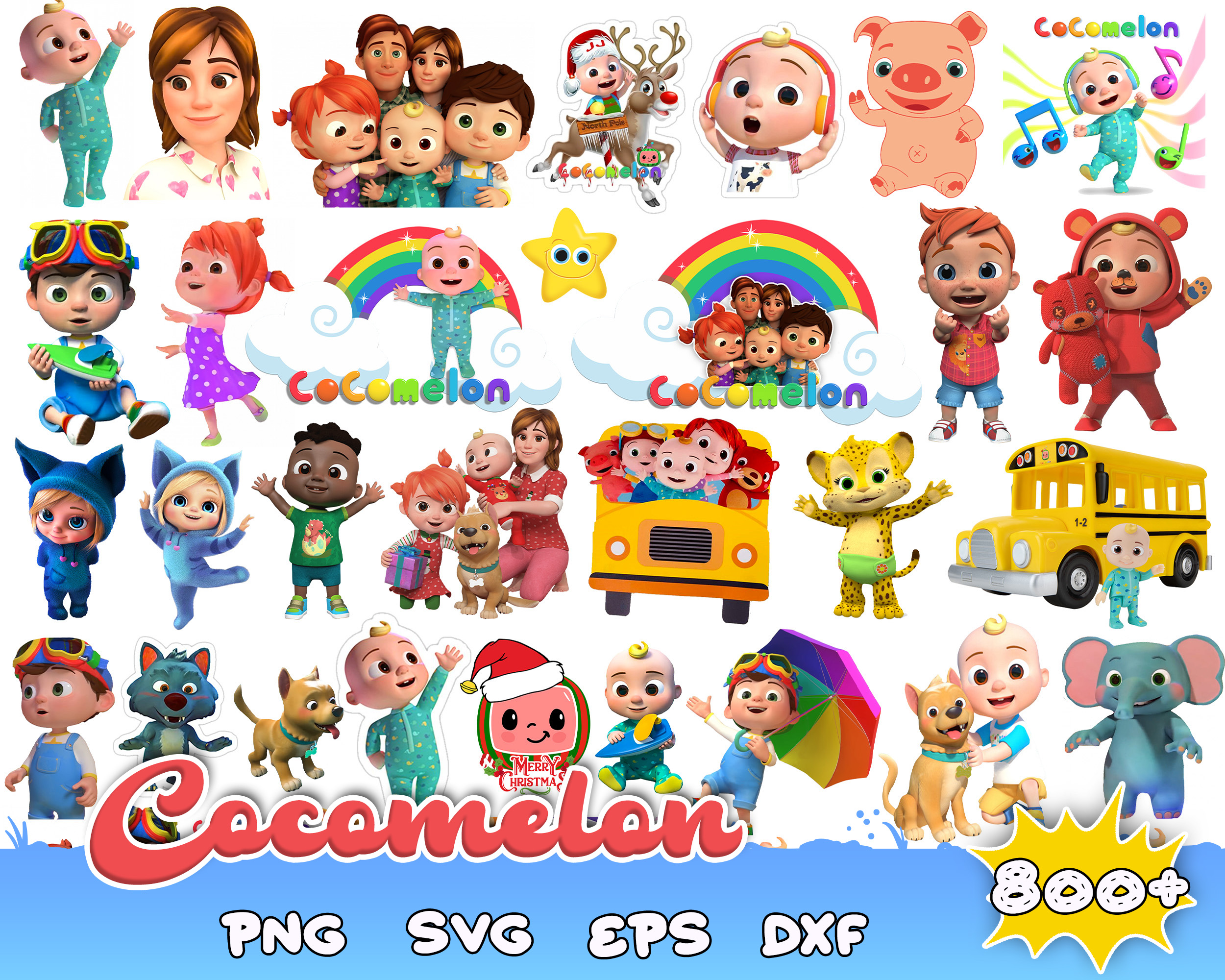 800 Cocomelon Christmas Bundle Svg, Cocomelon Png, Cocomelon - Inspire ...